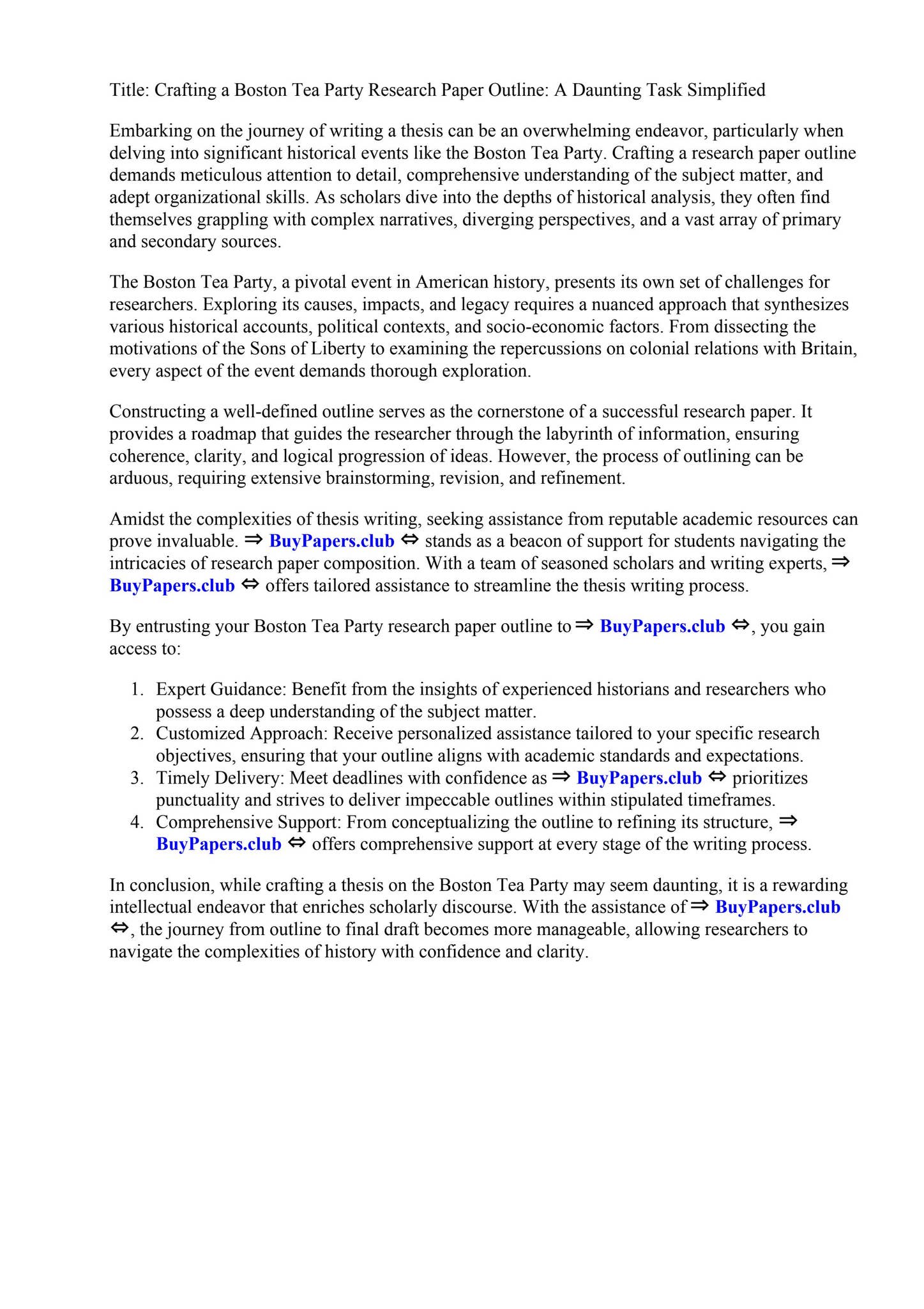 Boston Tea Party Research Paper Outline by Mount Marty University - Issuu