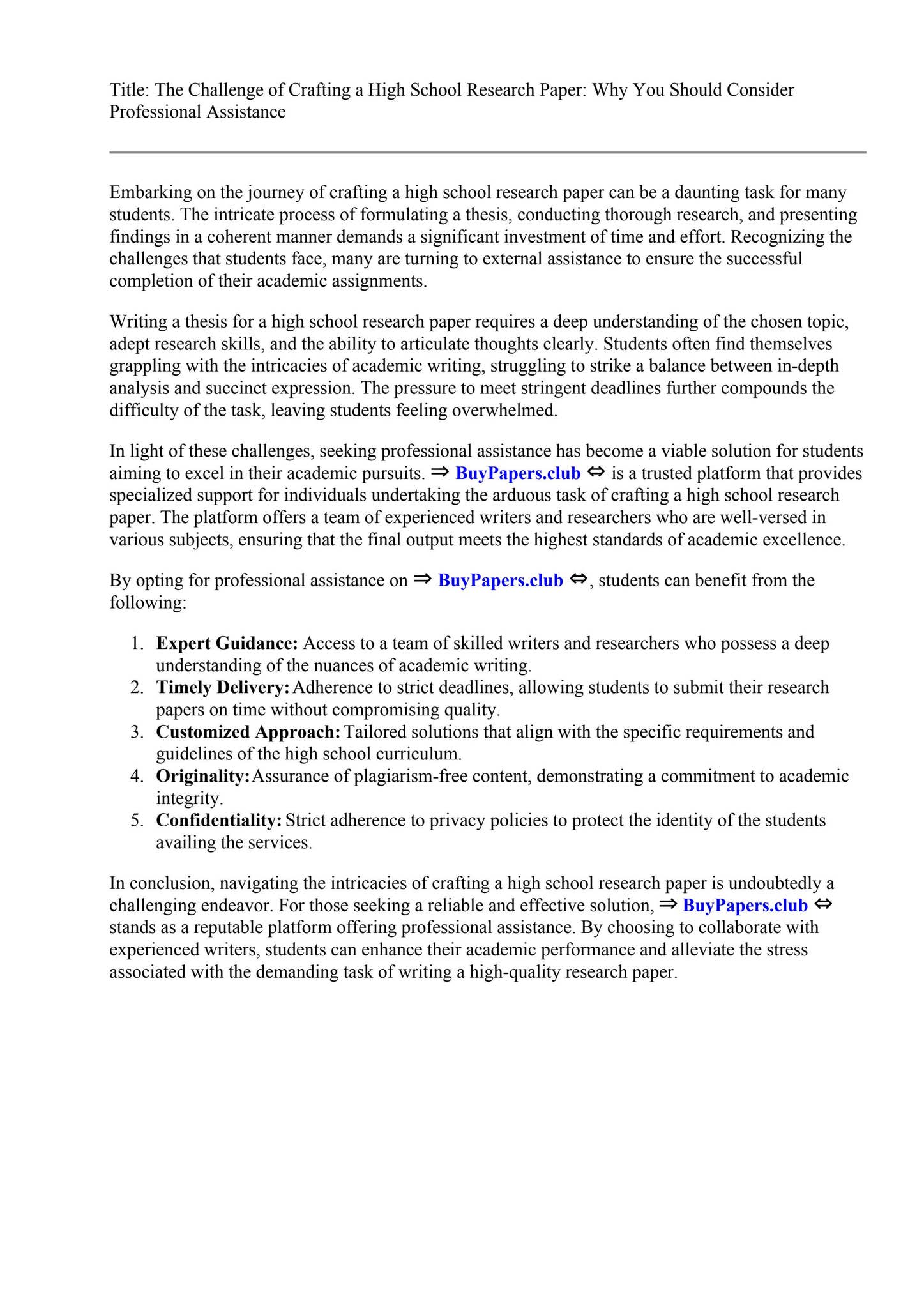 Example Of A Research Paper For High School by Ashland University - Issuu