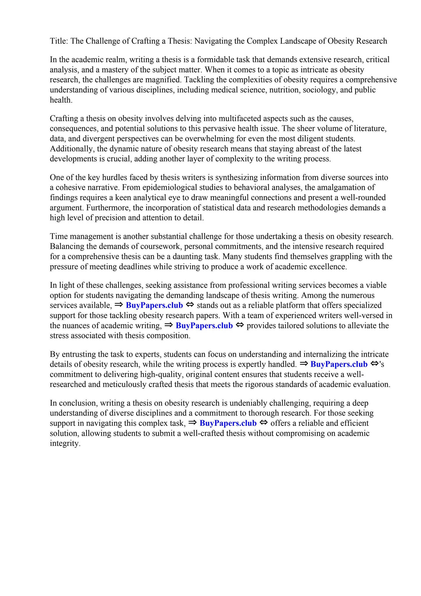 Thesis Obesity Research Paper by Crafton Hills College - Issuu