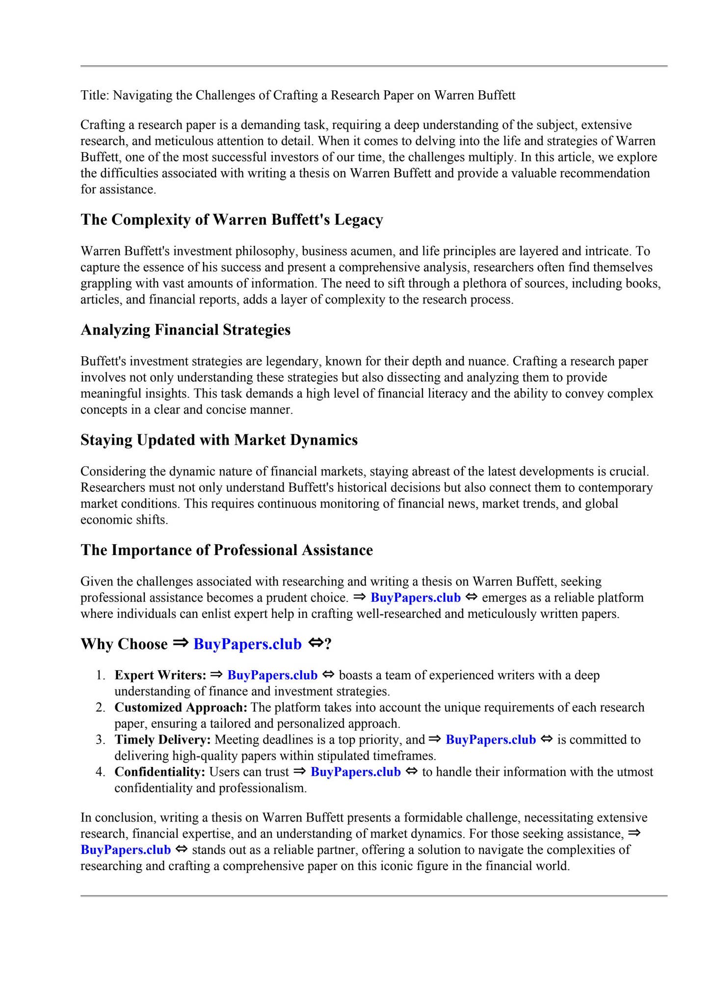 Research Paper On Warren Buffett by City Colleges of Chicago - Issuu