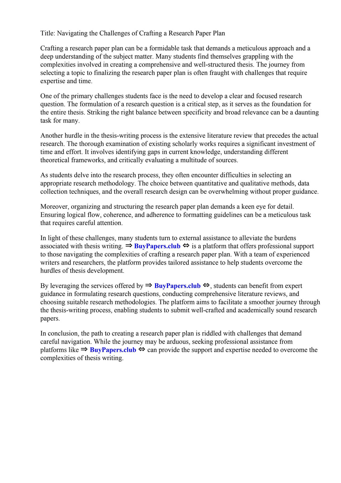Research Paper Plan Example by Mayo Medical School - Issuu