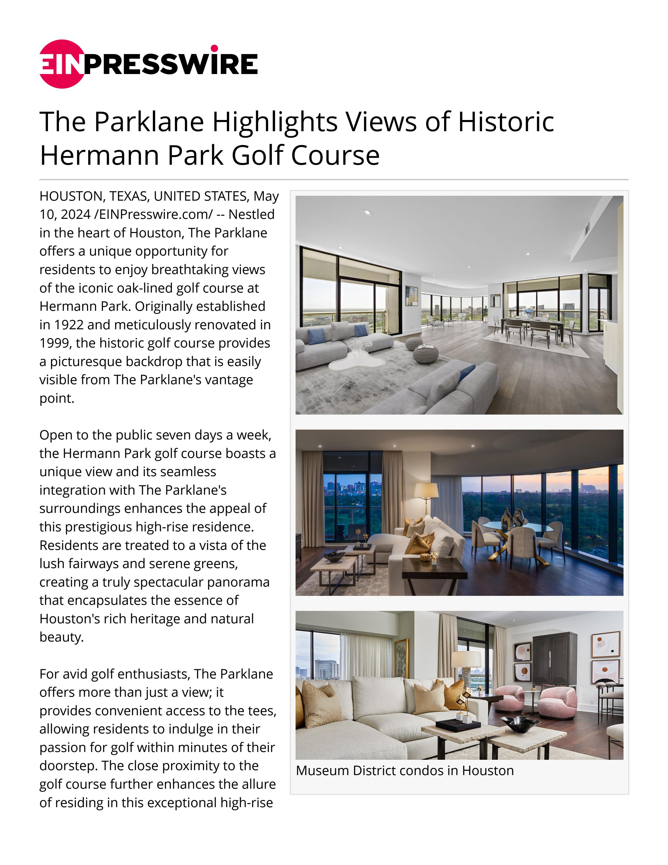 The Parklane Highlights Views of Historic Hermann Park Golf Course by ...