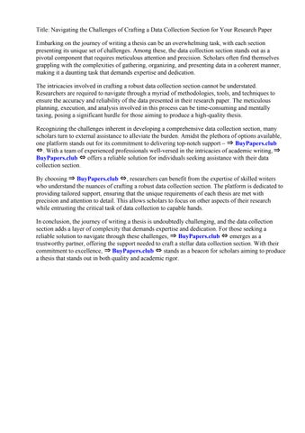Data Collection Section Research Paper by University of Massachusetts ...