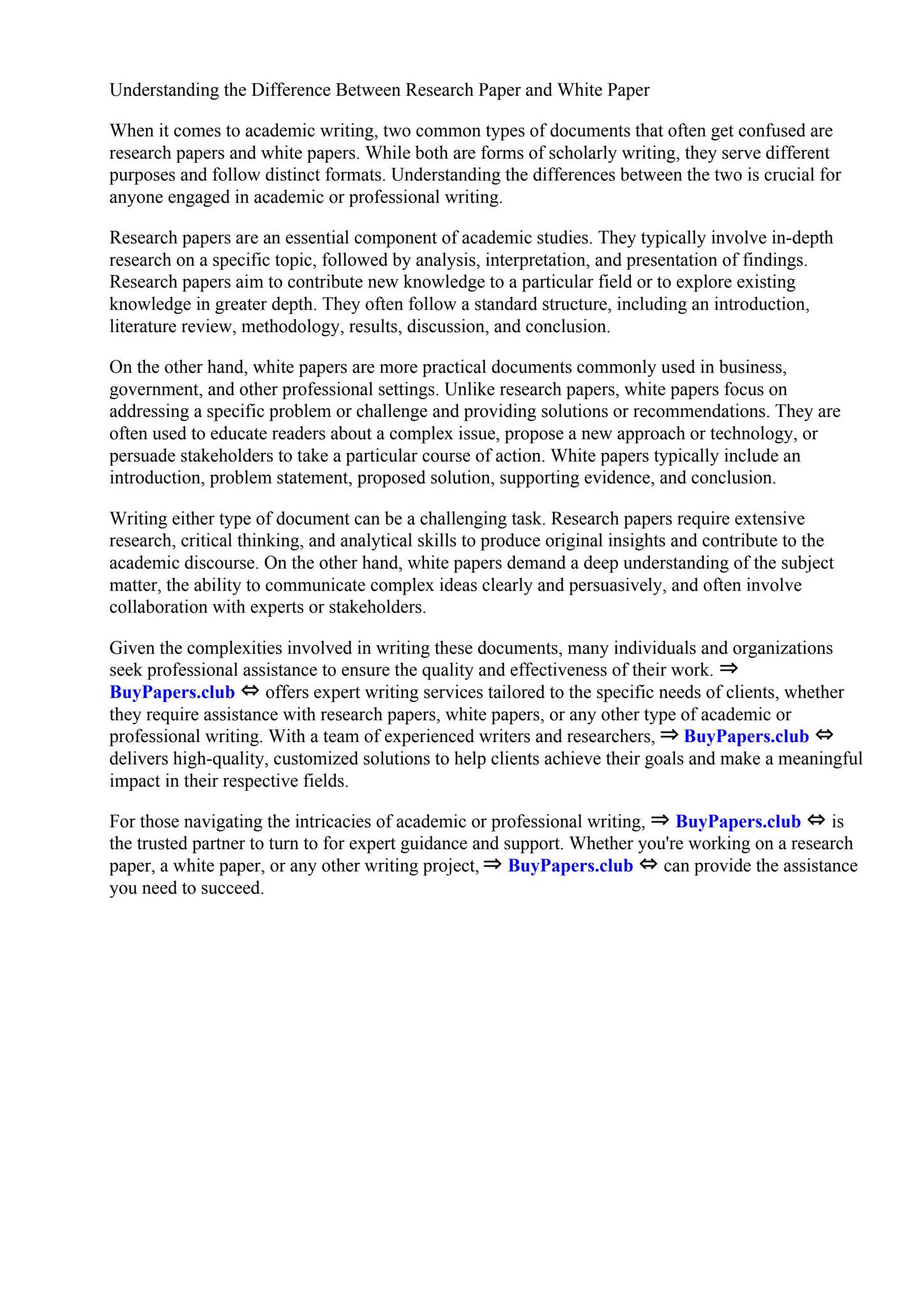 Difference Between Research Paper And White Paper by California State ...