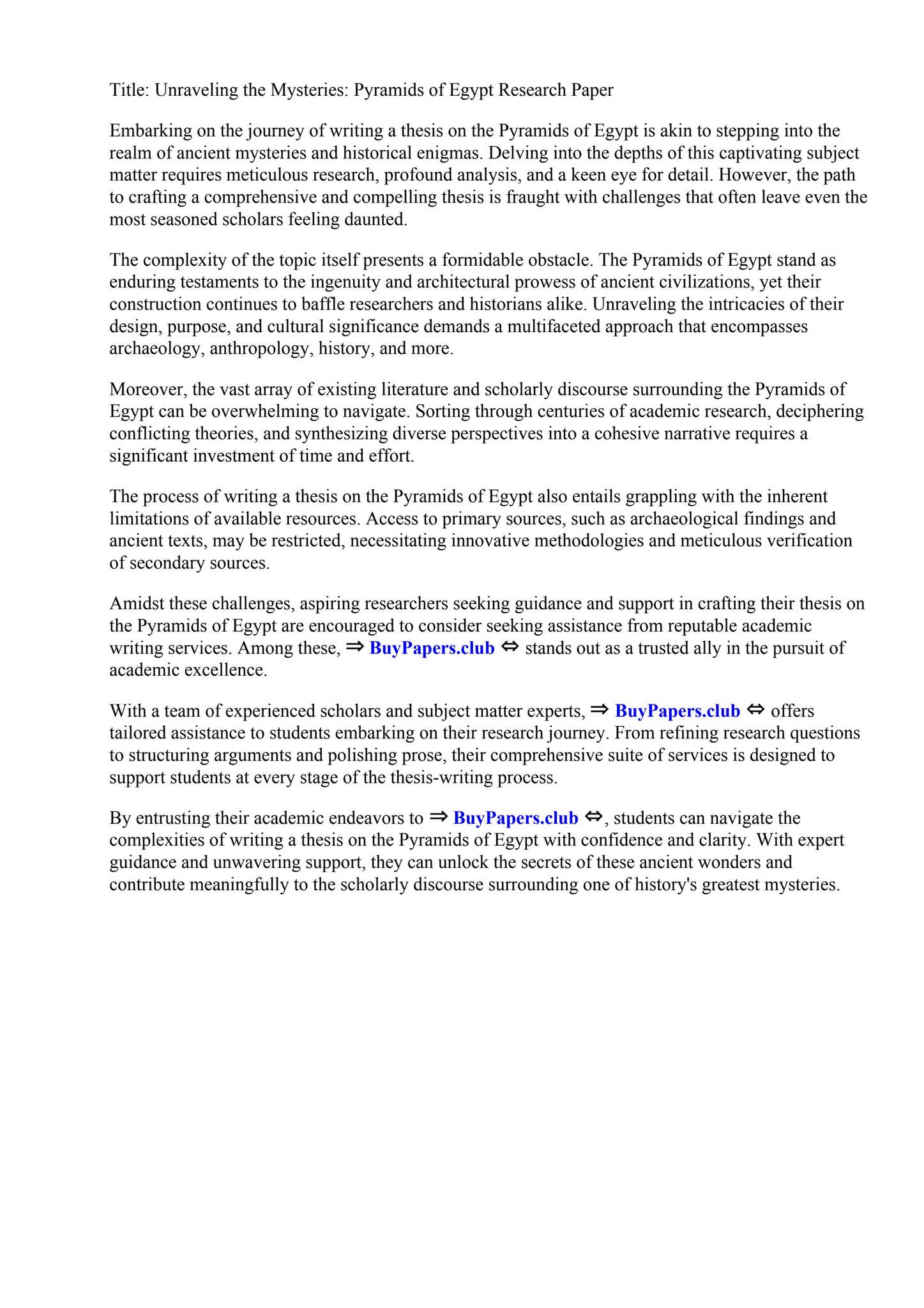 Pyramids Of Egypt Research Paper by Western New England University - Issuu