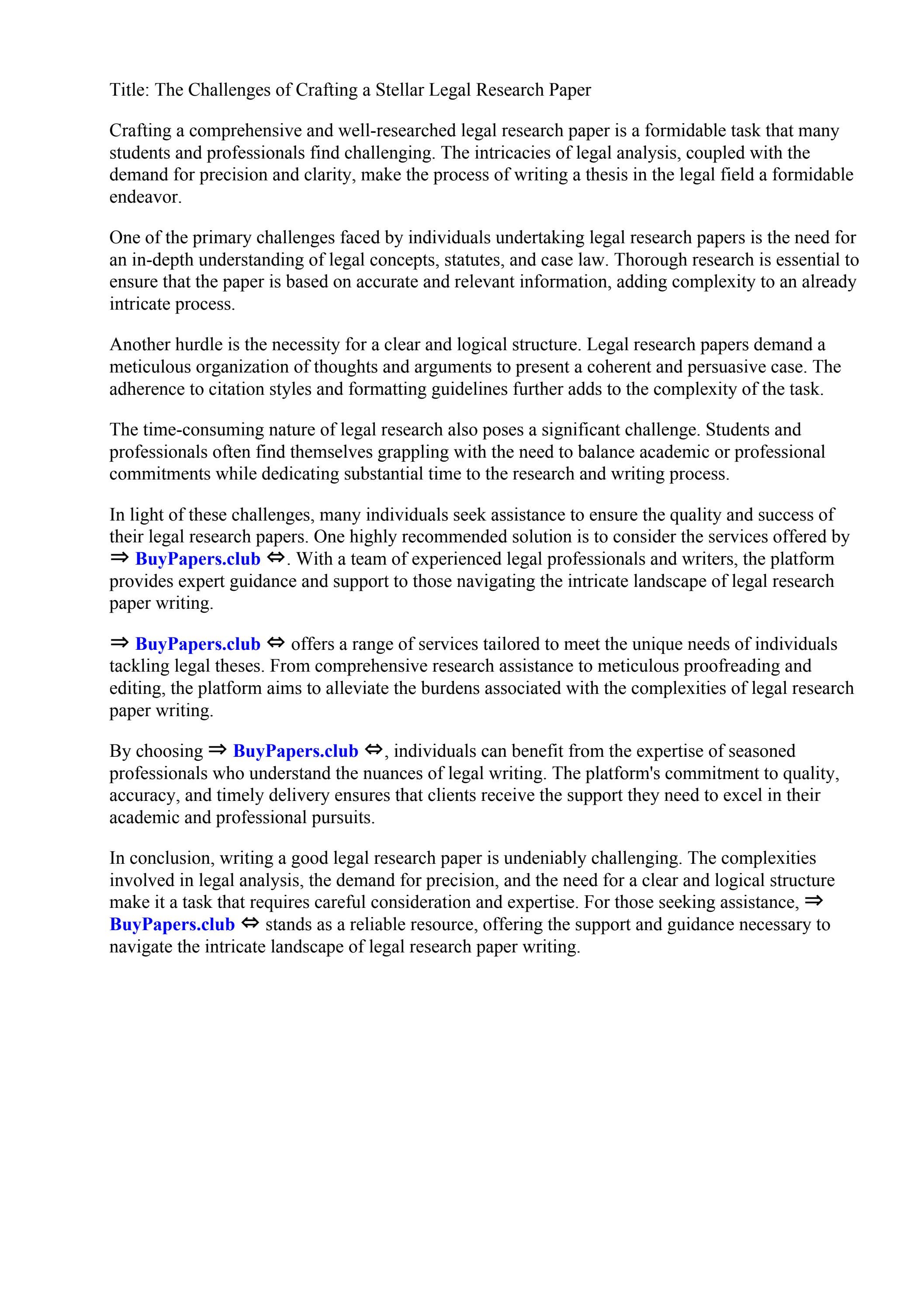 How To Write A Good Legal Research Paper by Western New England ...