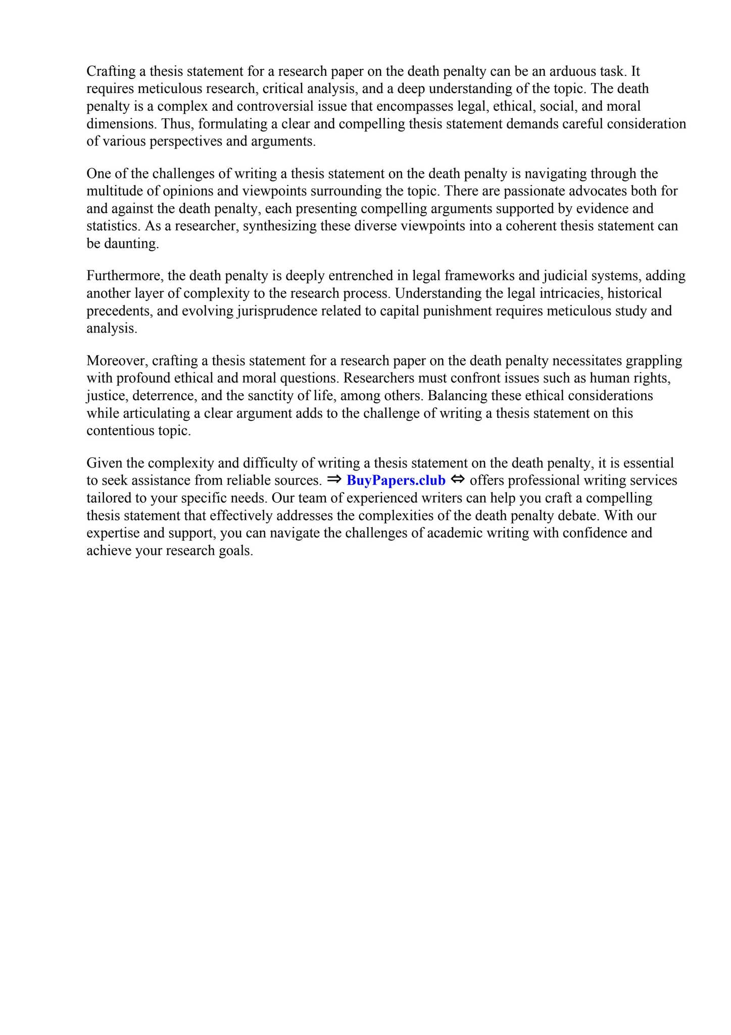 Thesis Statement For A Research Paper On The Death Penalty by Western ...