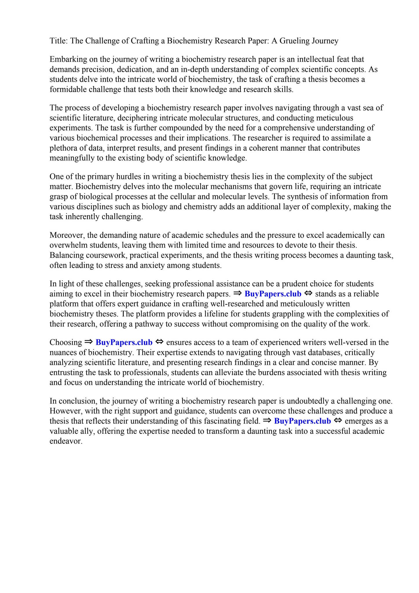 Biochemistry Research Paper Example by Wenatchee Valley College - Issuu