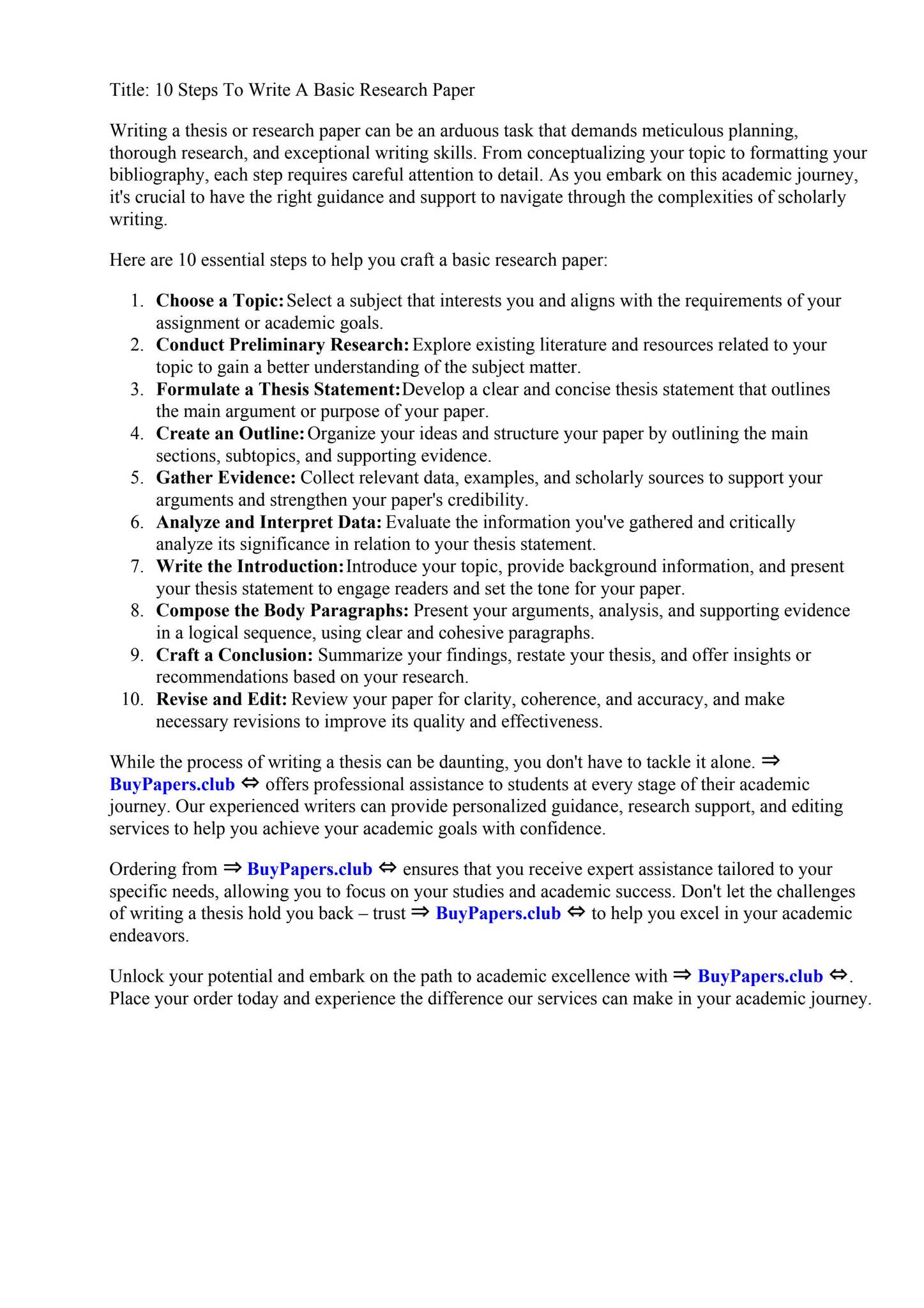 10 Steps To Write A Basic Research Paper by Atlantic Cape Community College - Issuu