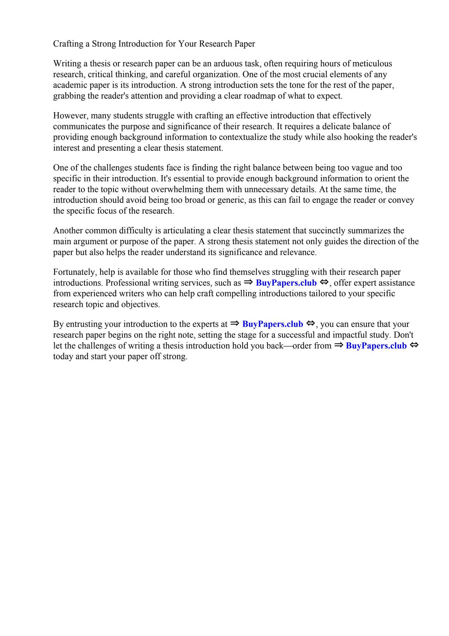 Strong Introduction For A Research Paper by Sam Houston State ...