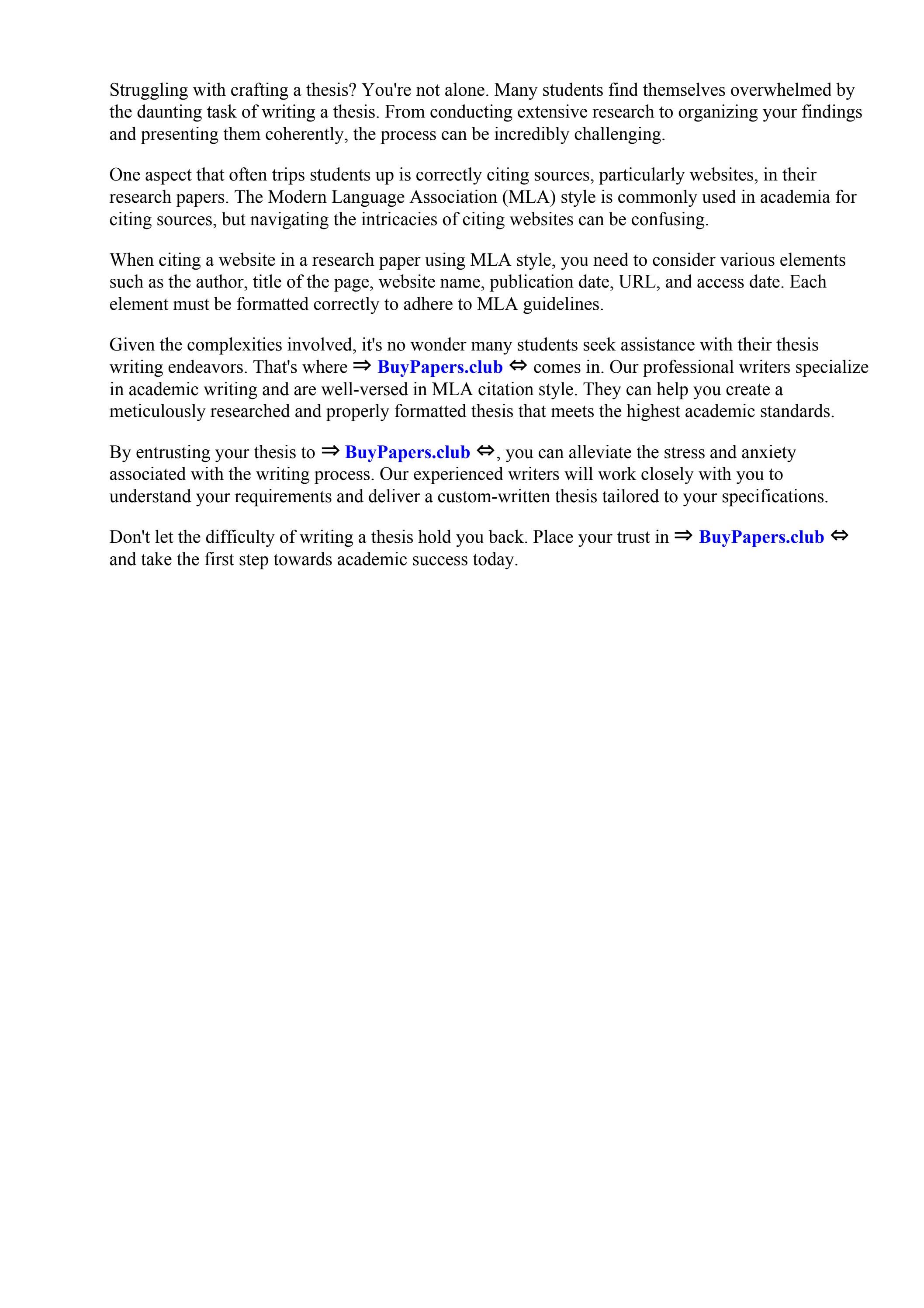 Mla Citing Website In A Research Paper by Cleveland State Community ...