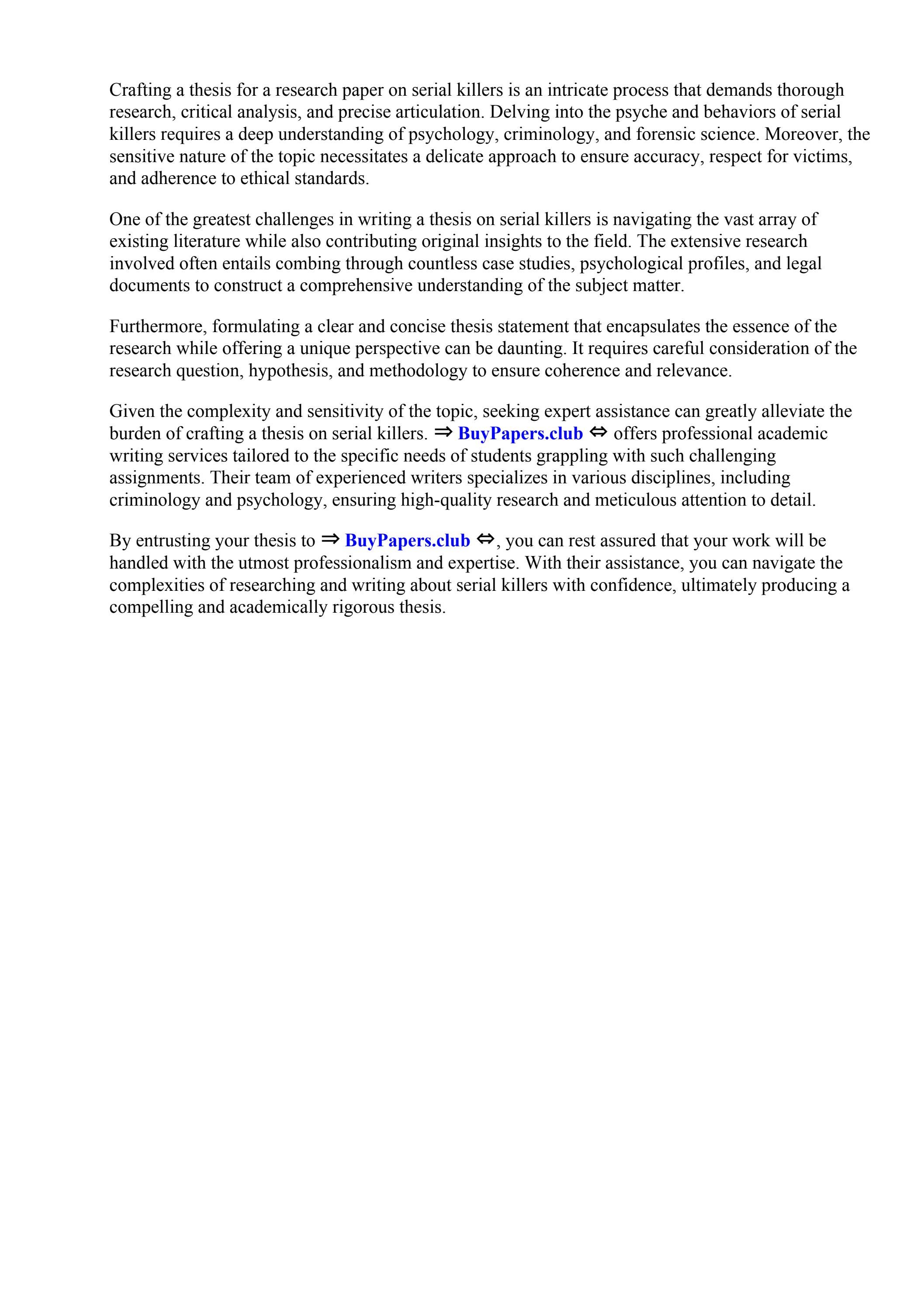 Thesis For Research Paper On Serial Killers by Appalachian School of ...