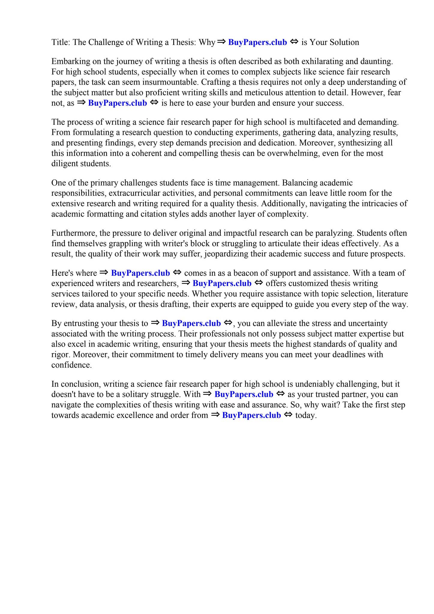 Sample Science Fair Research Paper High School by Pacific States ...