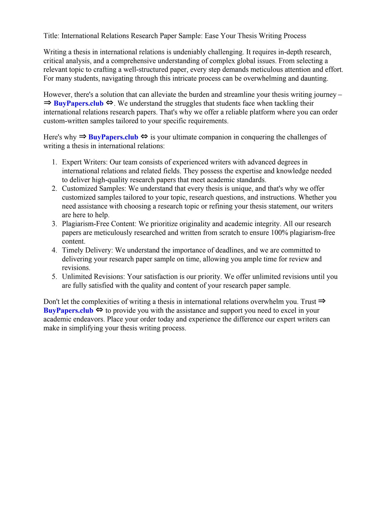 International Relations Research Paper Sample by South Seattle College ...