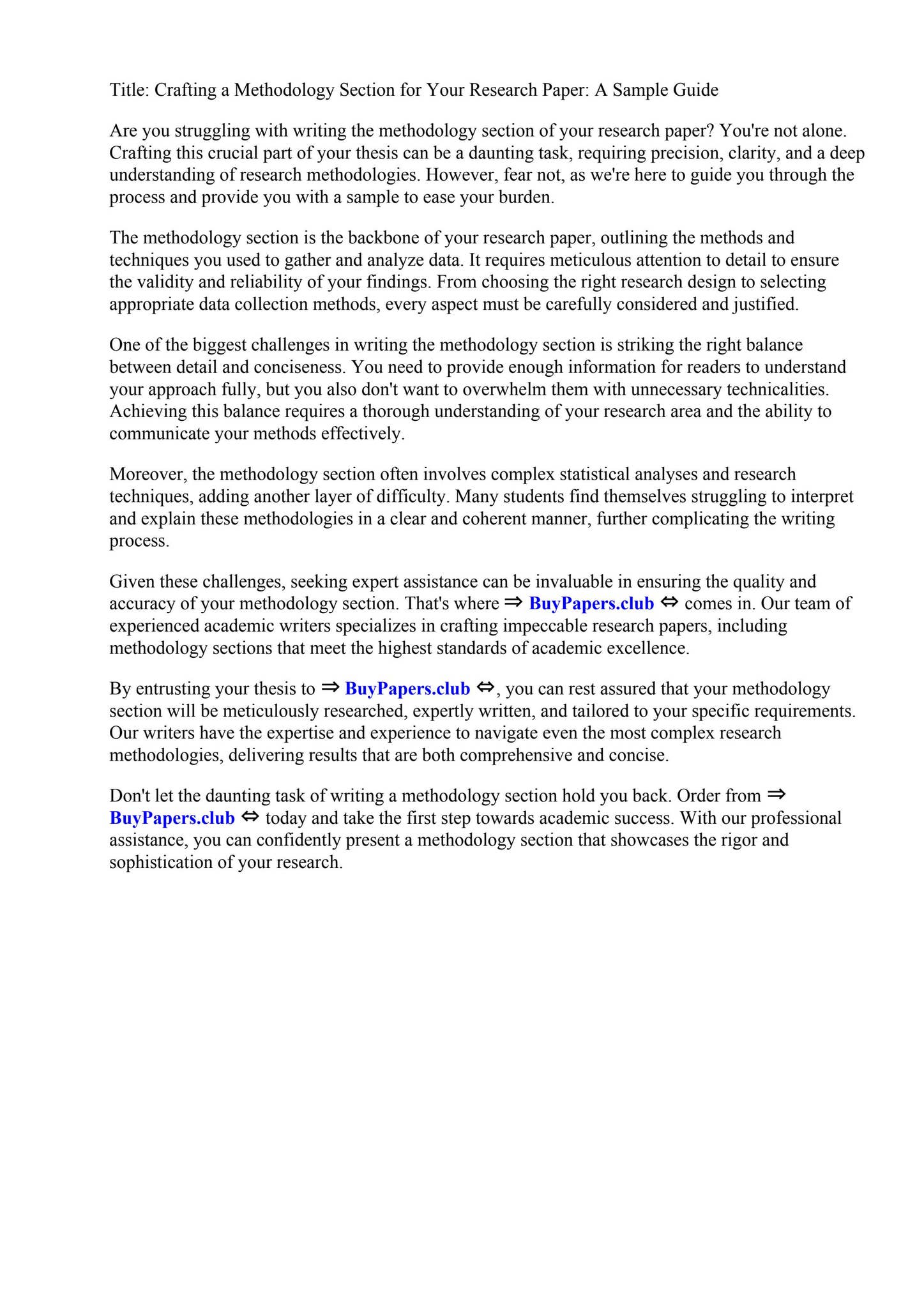 Research Paper Methodology Section Sample by American Sentinel ...