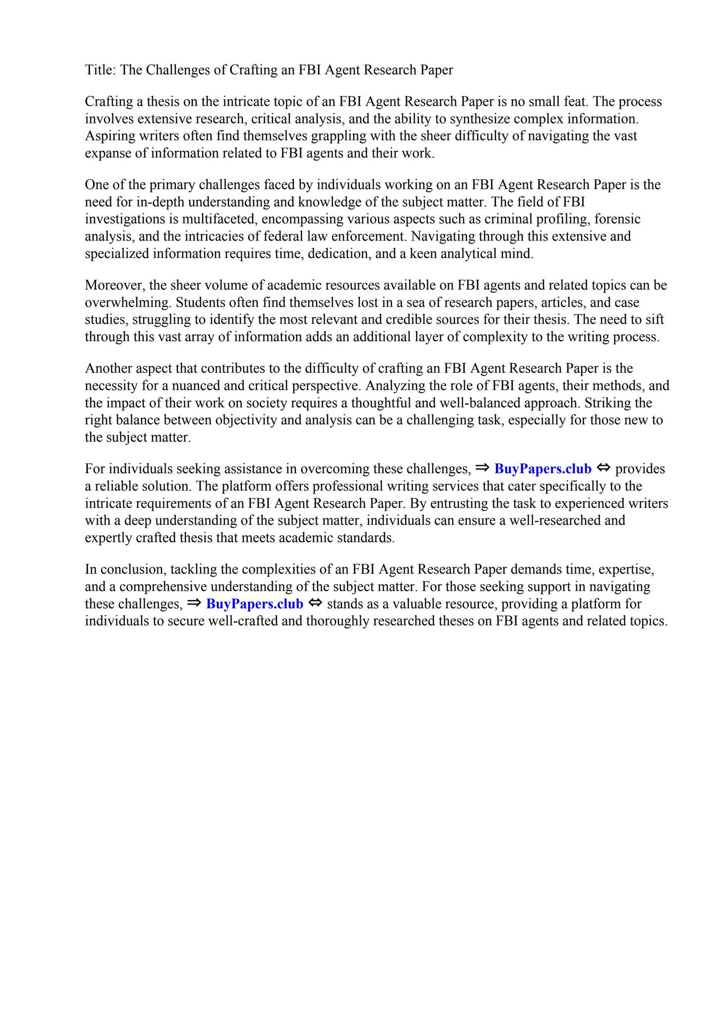 Fbi Agent Research Paper by Victory University - Issuu