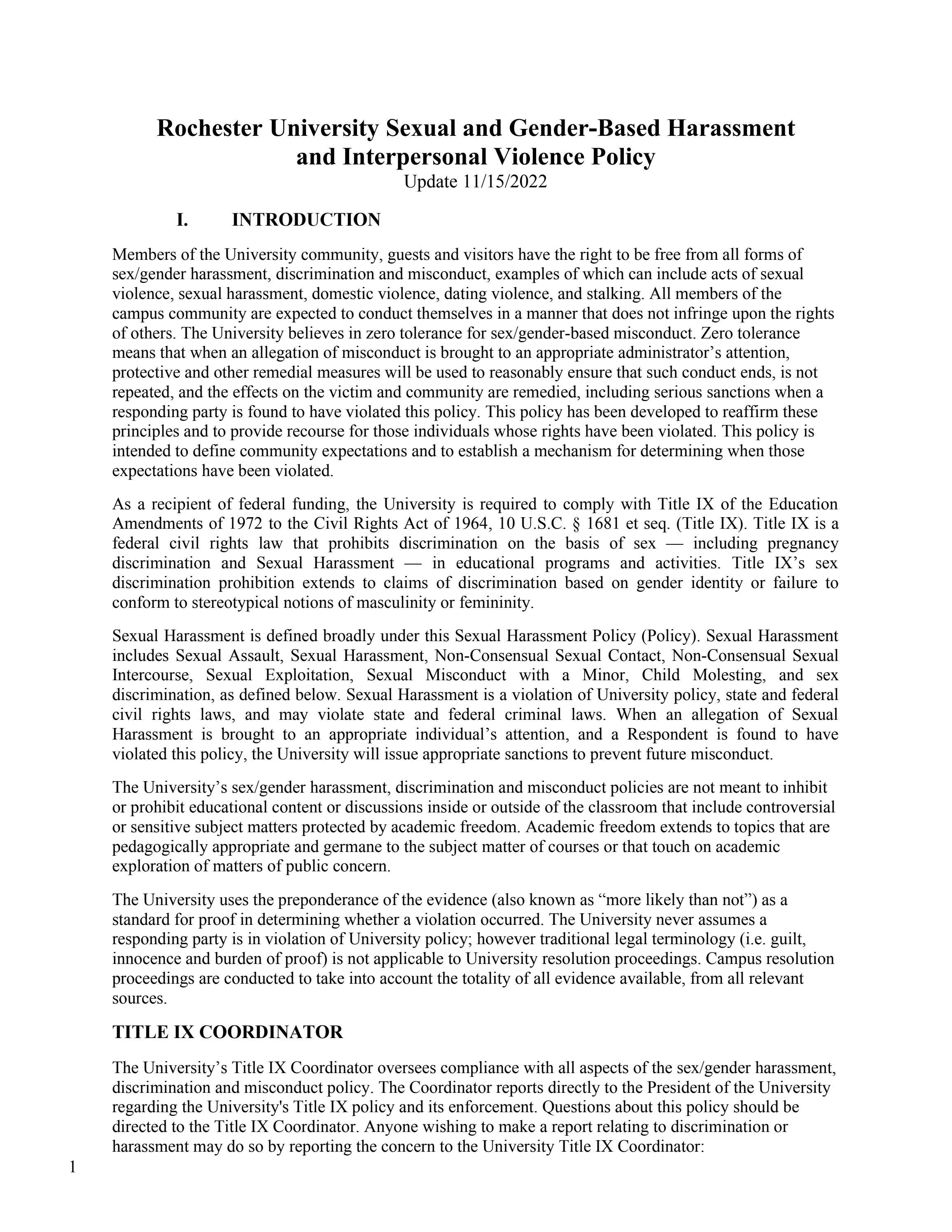 Sexual & Gender-Based Harassment and Interpersonal Violence Policy by ...