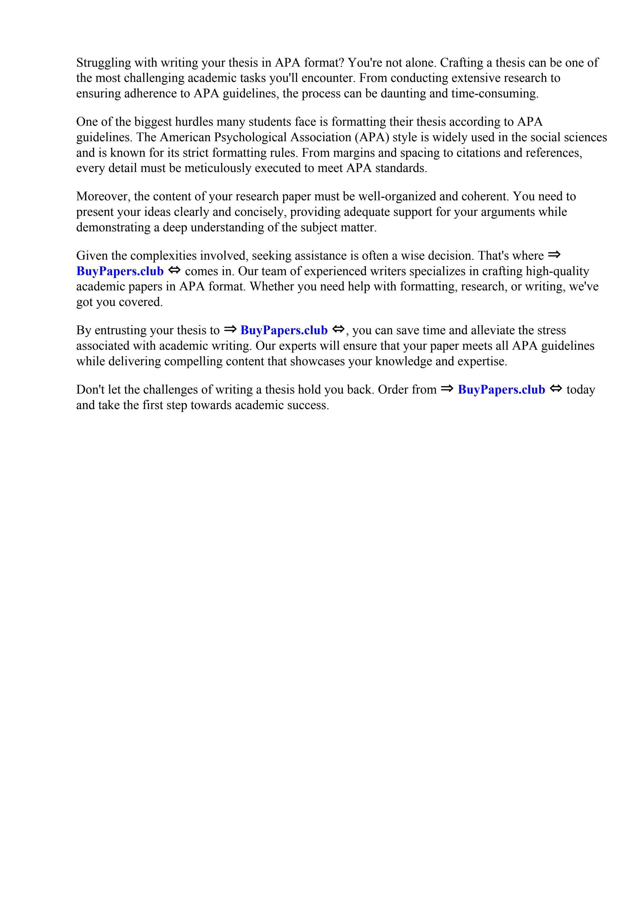 Body Of Research Paper In Apa Format by American University Of St ...