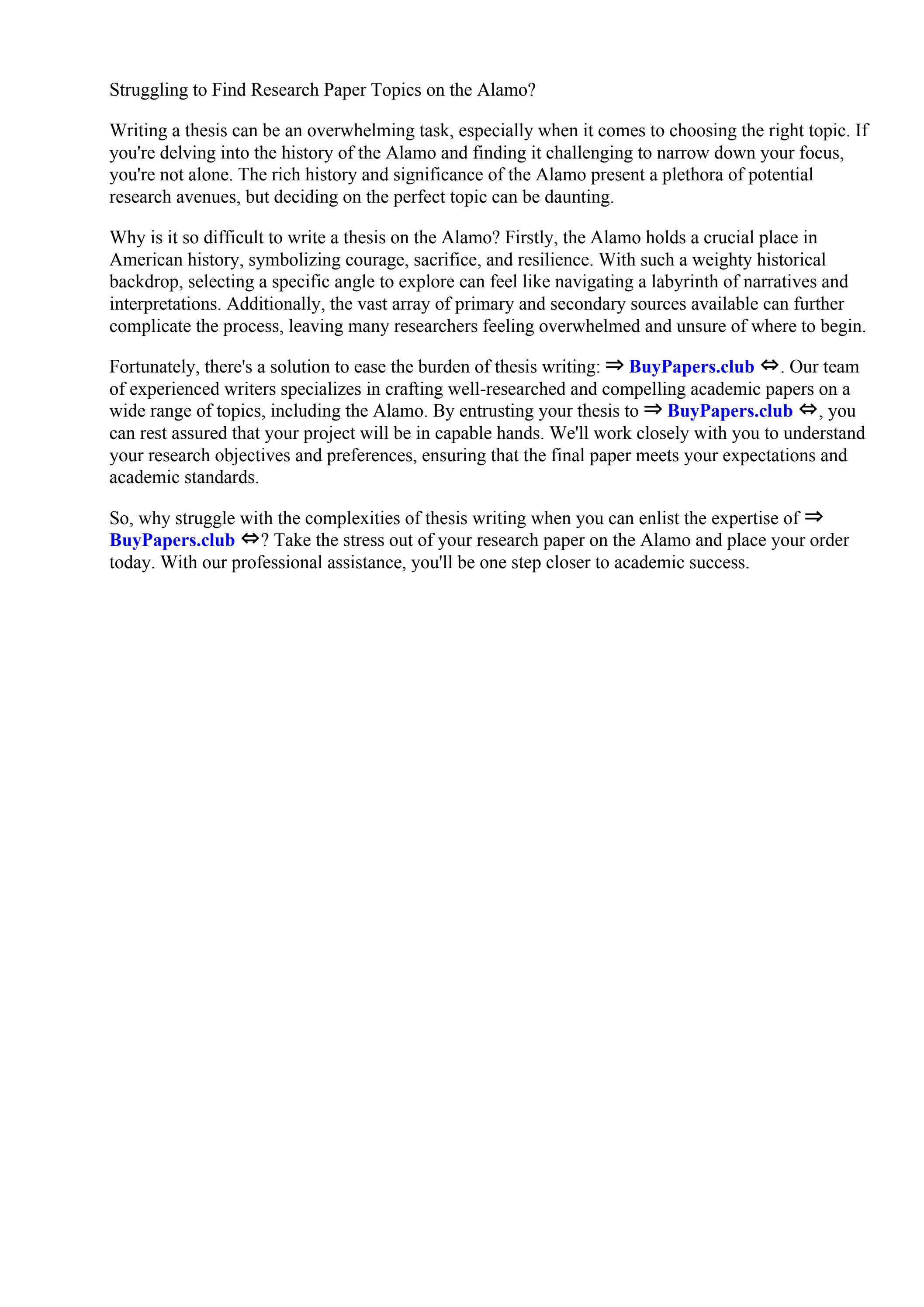 Research Paper Topics On The Alamo by Air Force Institute of Technology ...