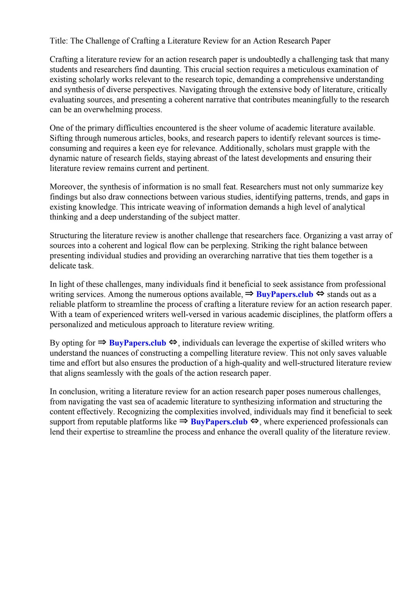 How To Write A Literature Review For An Action Research Paper by Smith ...