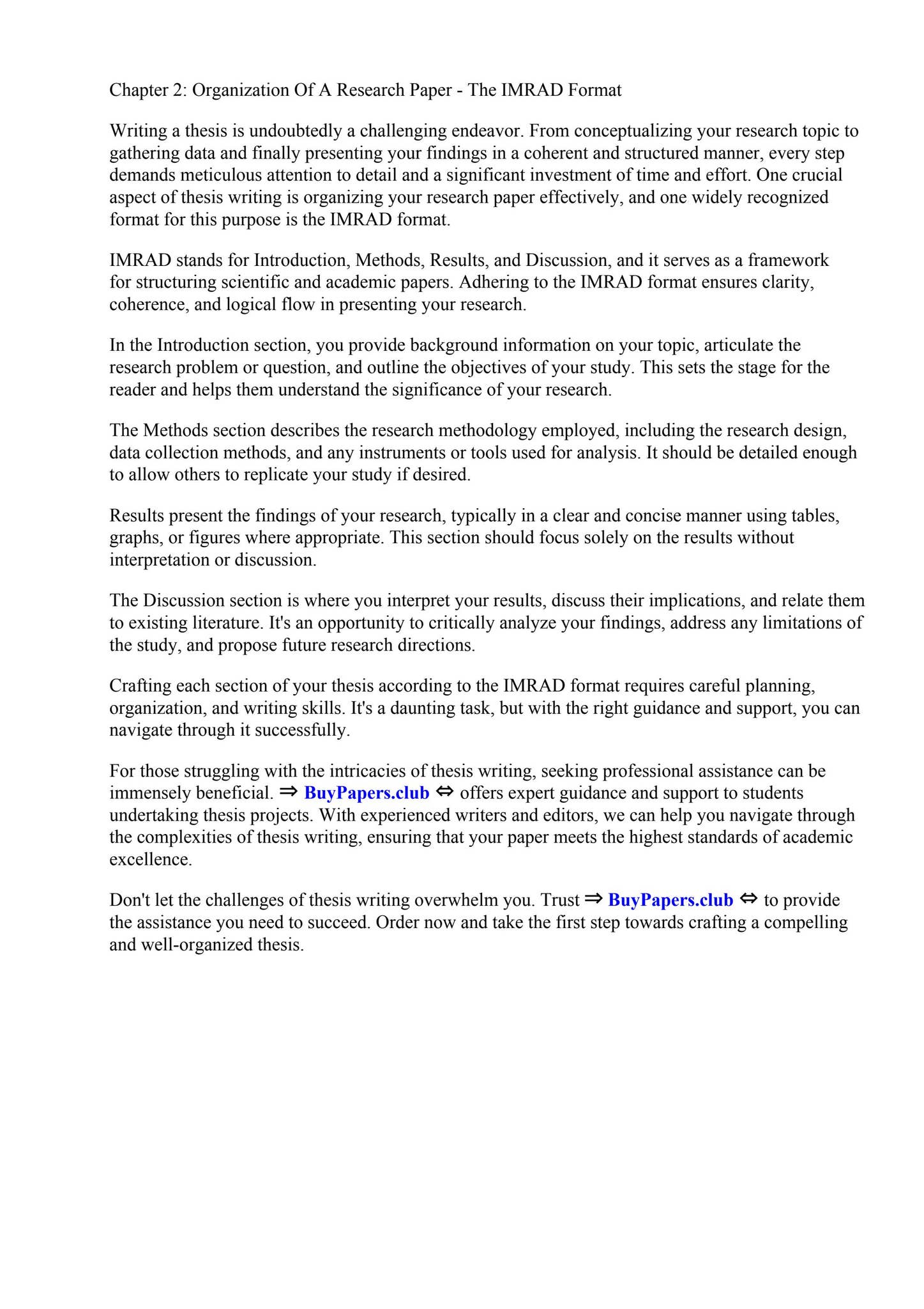 Chapter 2 Organization Of A Research Paper The Imrad Format by Harford ...