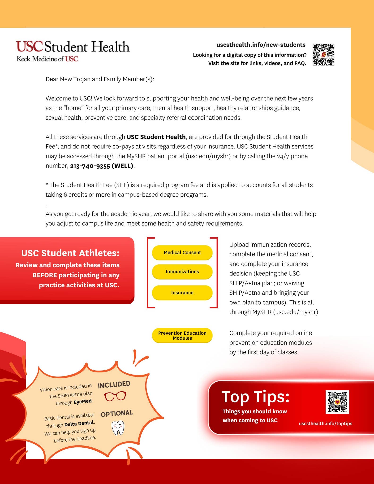 Student Athletes: New Students Welcome Letter by USC Campus Health Info ...
