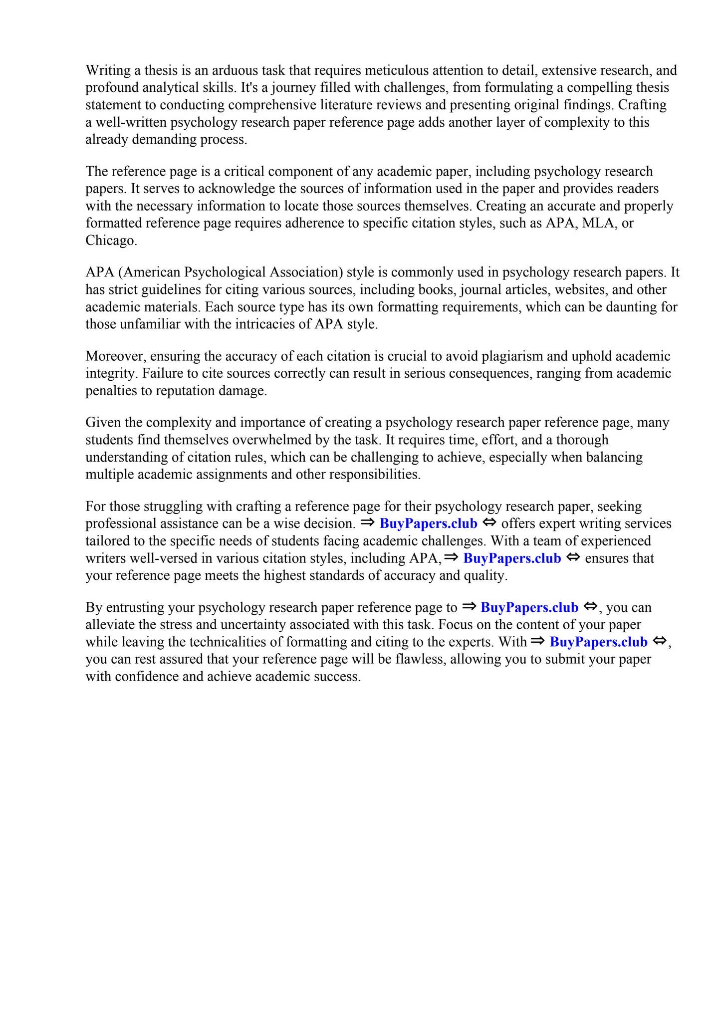 Psychology Research Paper Reference Page by Coppin State University - Issuu