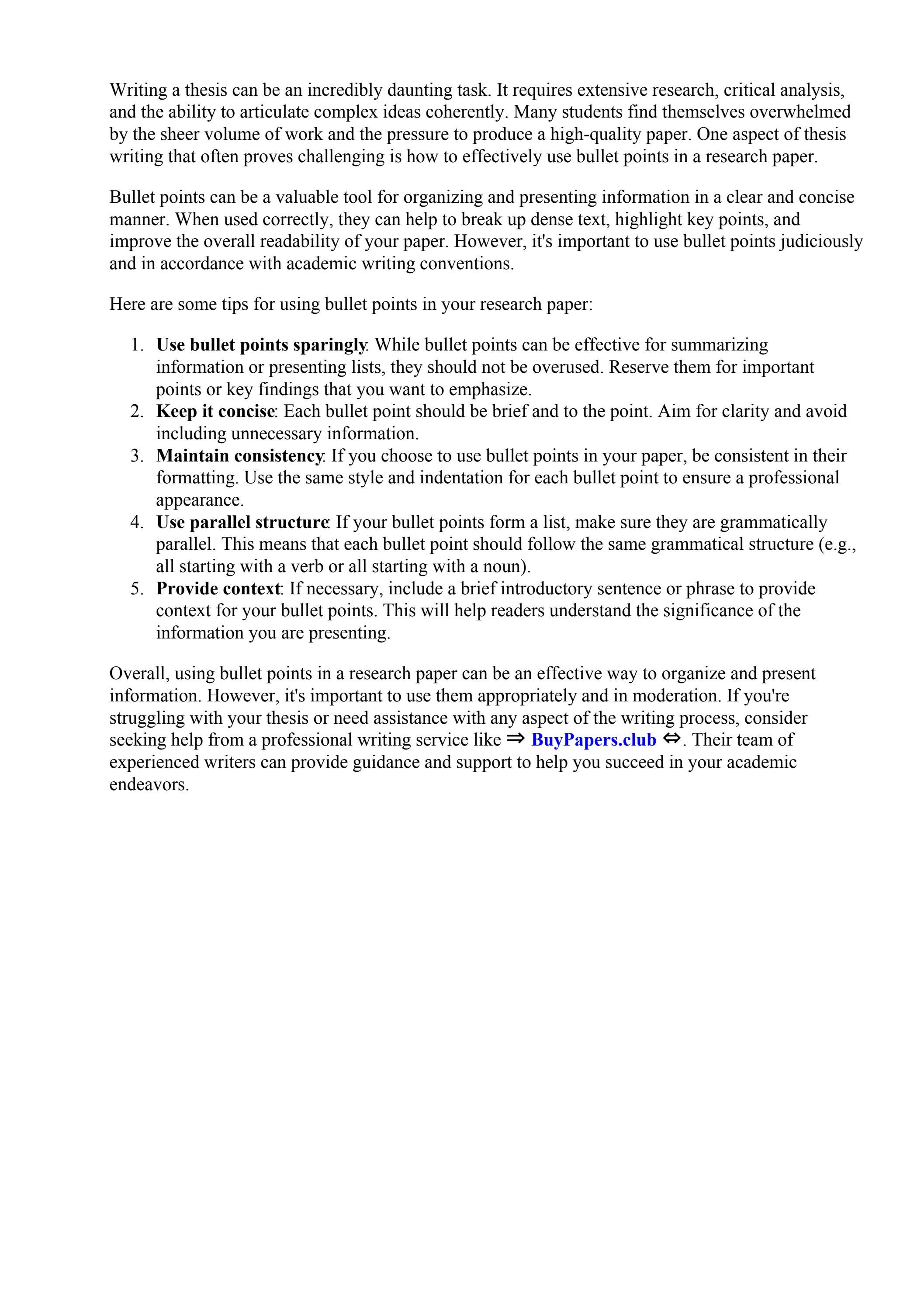 How To Use Bullet Points In A Research Paper by Bow Valley College - Issuu