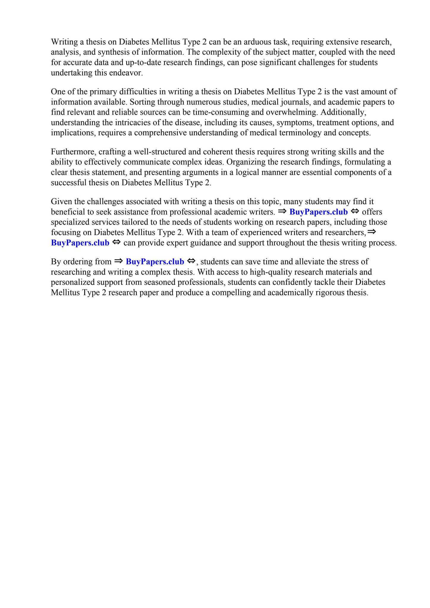 Diabetes Mellitus Type 2 Research Paper by California State University ...
