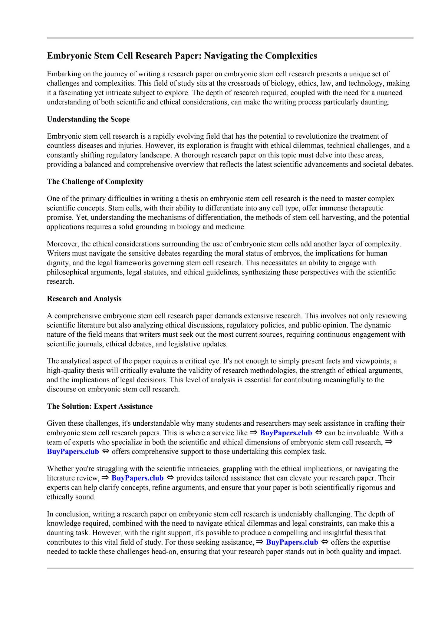 Embryonic Stem Cell Research Paper by Remington College - Issuu