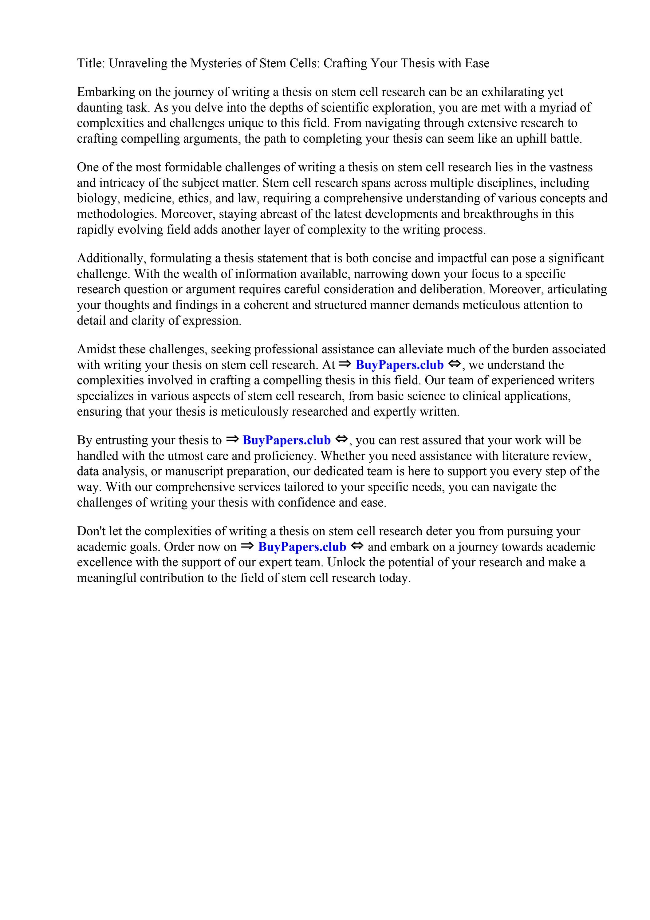 Catchy Title For Stem Cell Research Paper by Alaska Pacific University ...