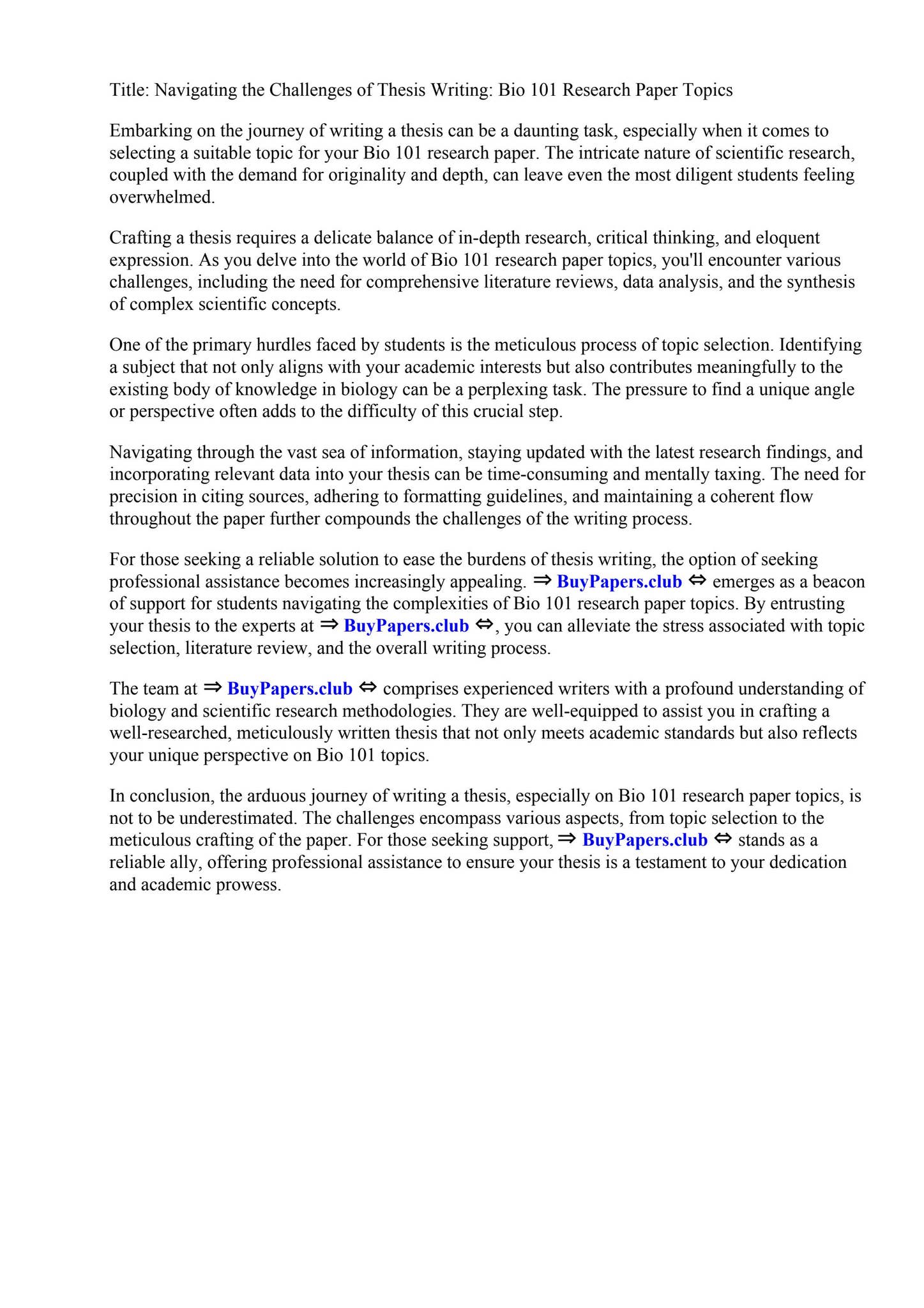 Bio 101 Research Paper Topics by Henderson State University - Issuu