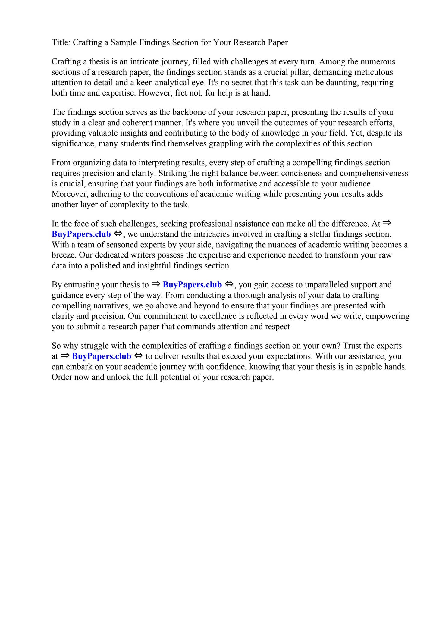 Sample Findings Section Research Paper by The University of Tennessee ...
