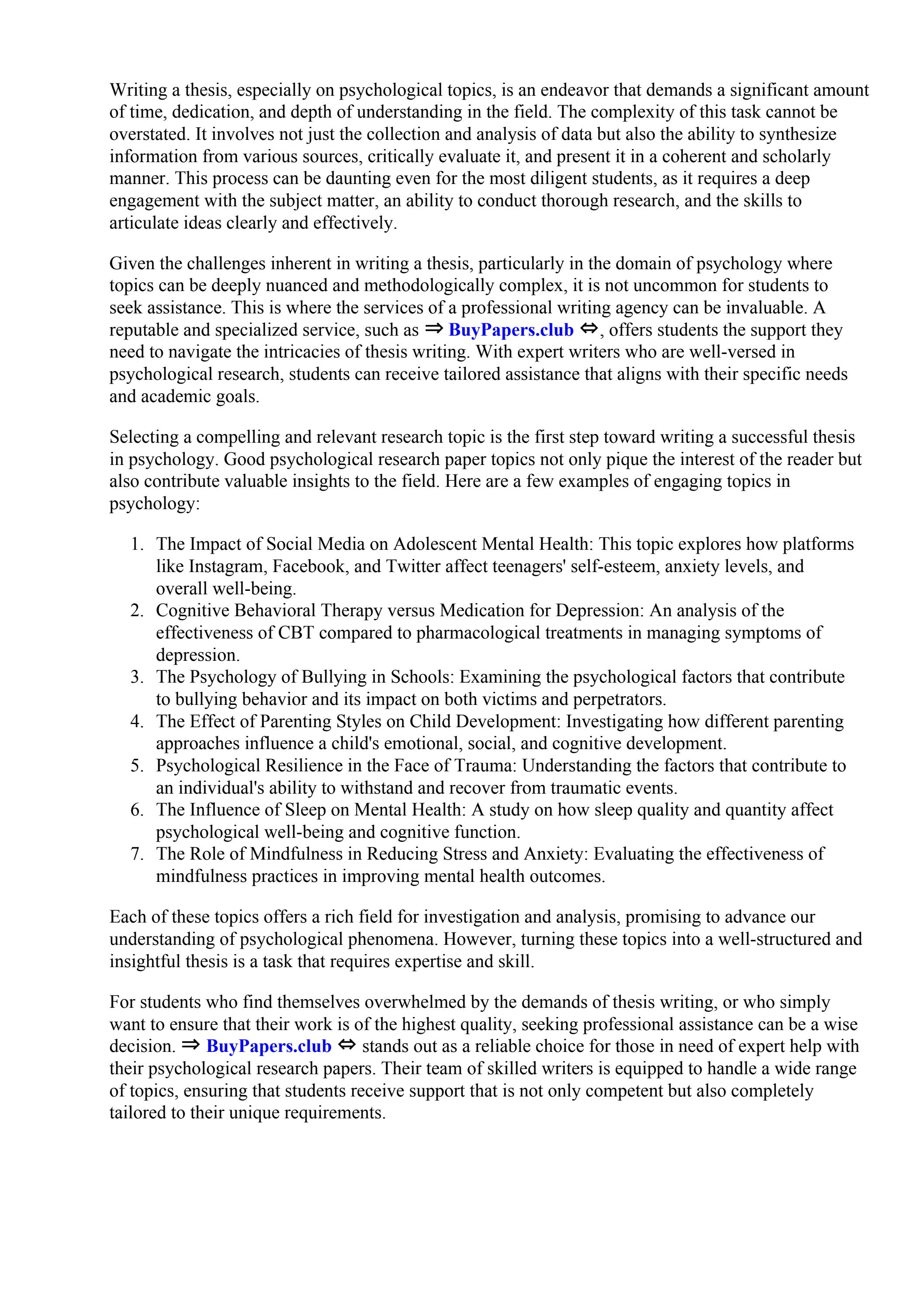 Good Psychological Research Paper Topics by Amarillo College - Issuu