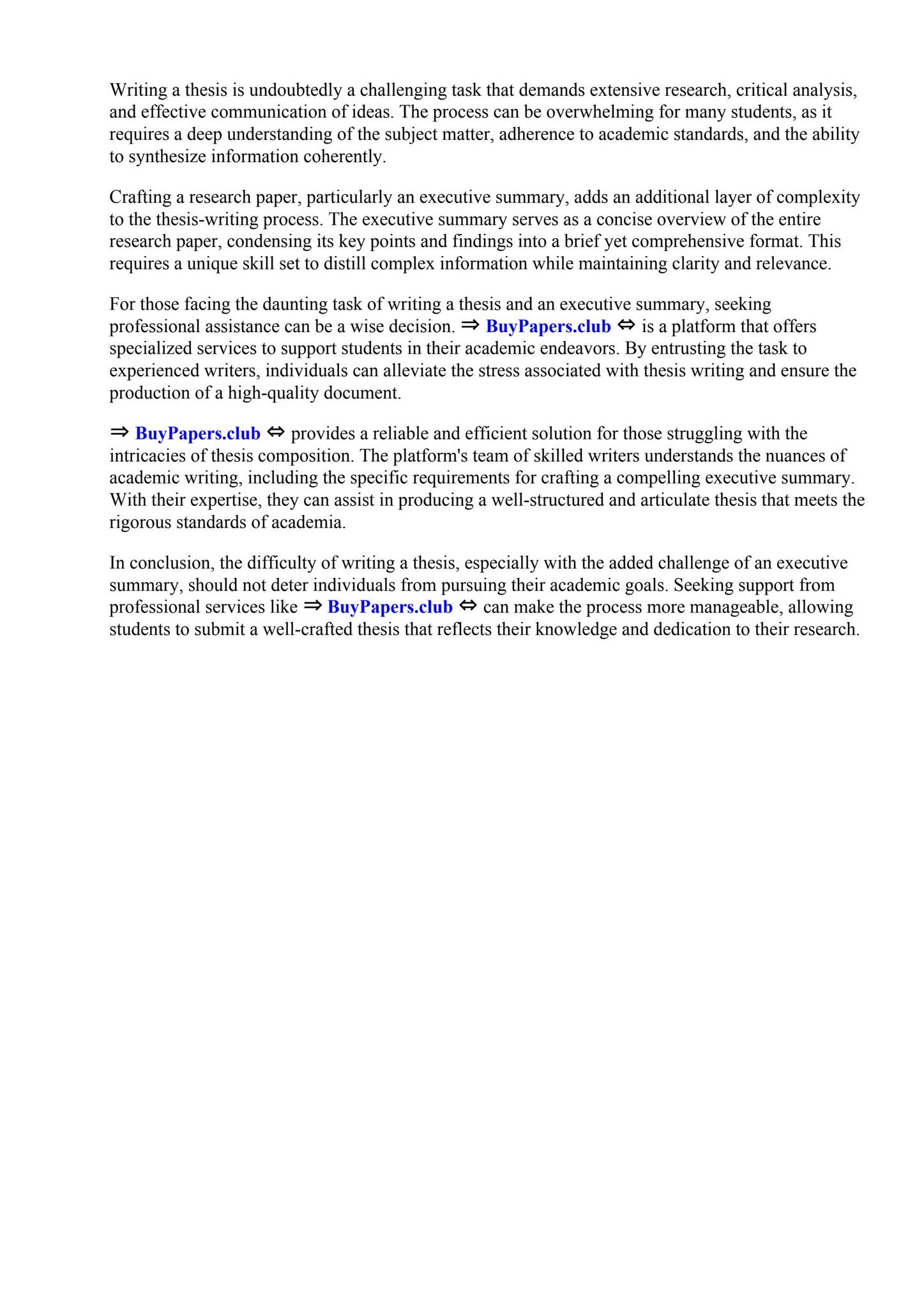 Sample Executive Summary For A Research Paper by University of Southern ...