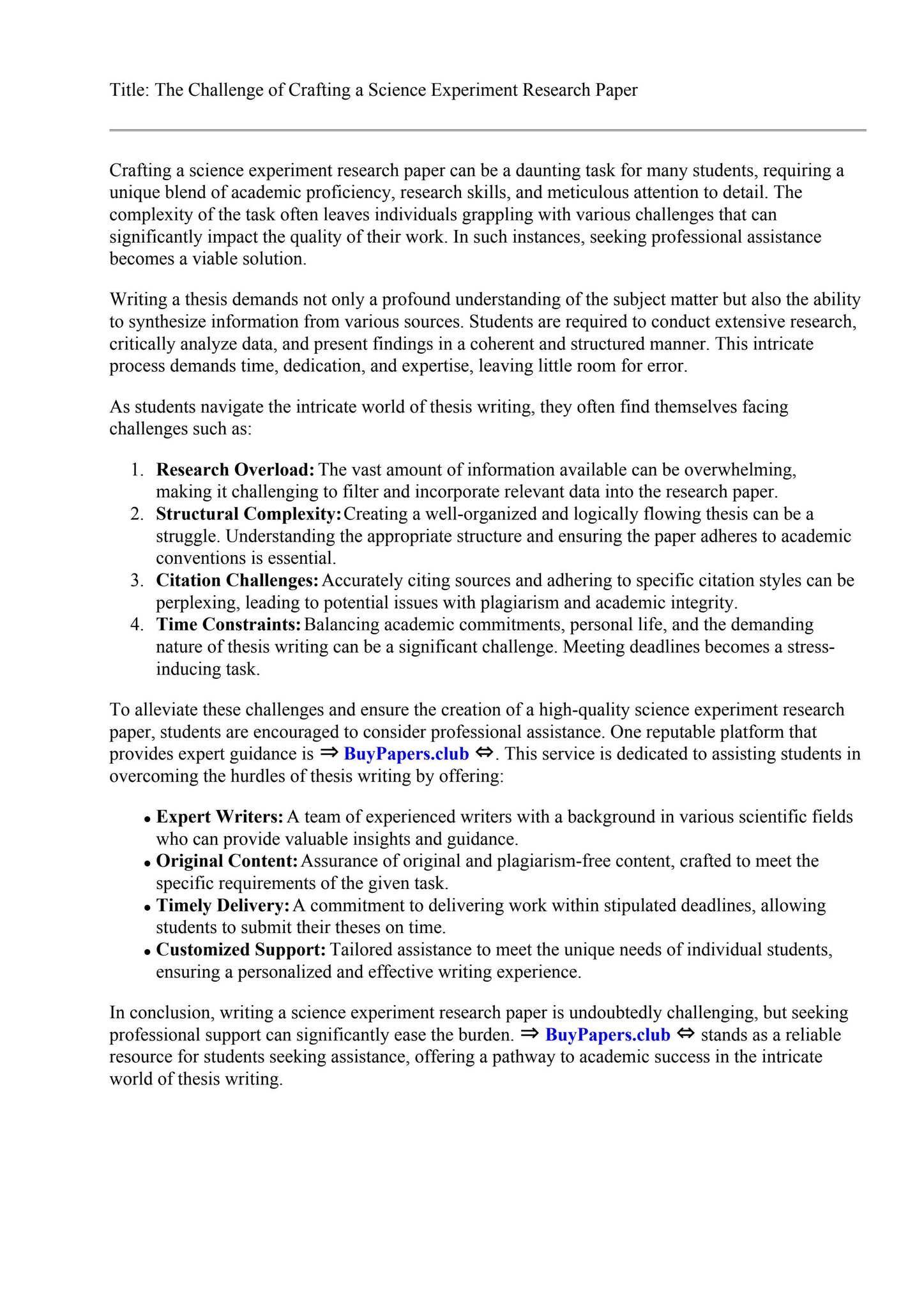 Sample Science Experiment Research Paper by Mount Vernon Nazarene ...