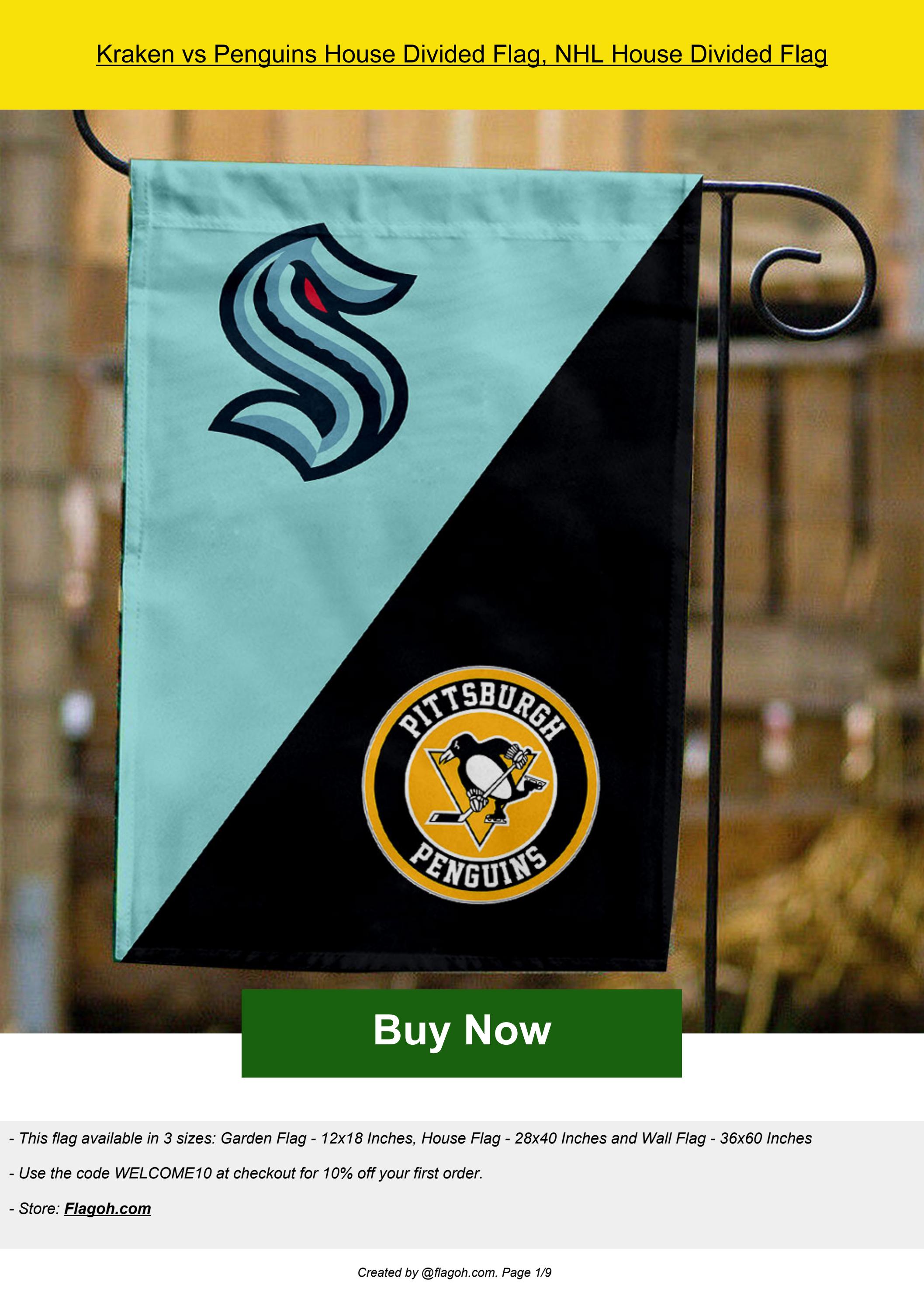 Kraken vs Penguins House Divided Flag, NHL House Divided Flag by flagoh ...