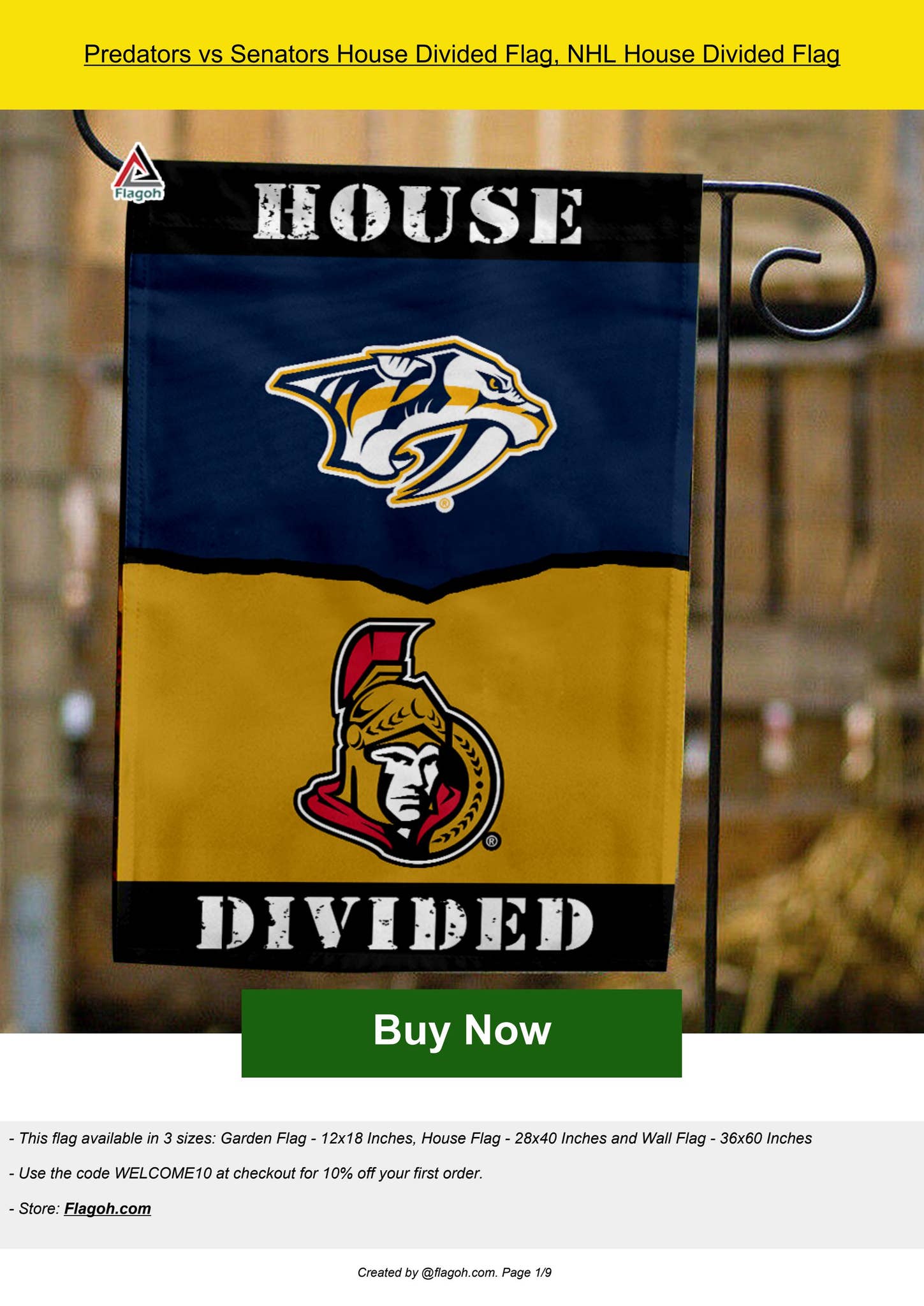 Predators vs Senators House Divided Flag, NHL House Divided Flag by ...