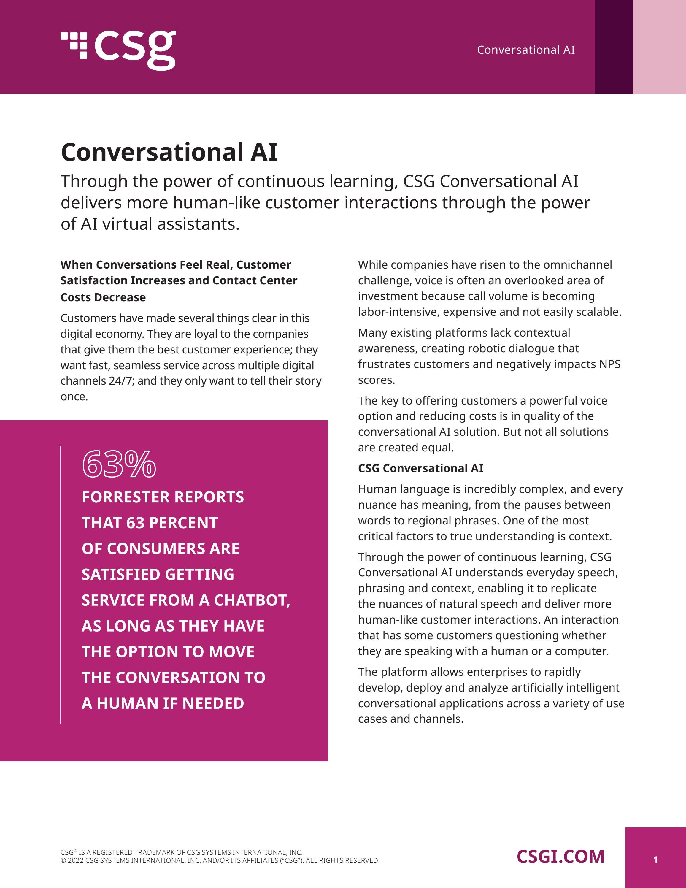 Conversational AI Datasheet by CSG Systems - Issuu