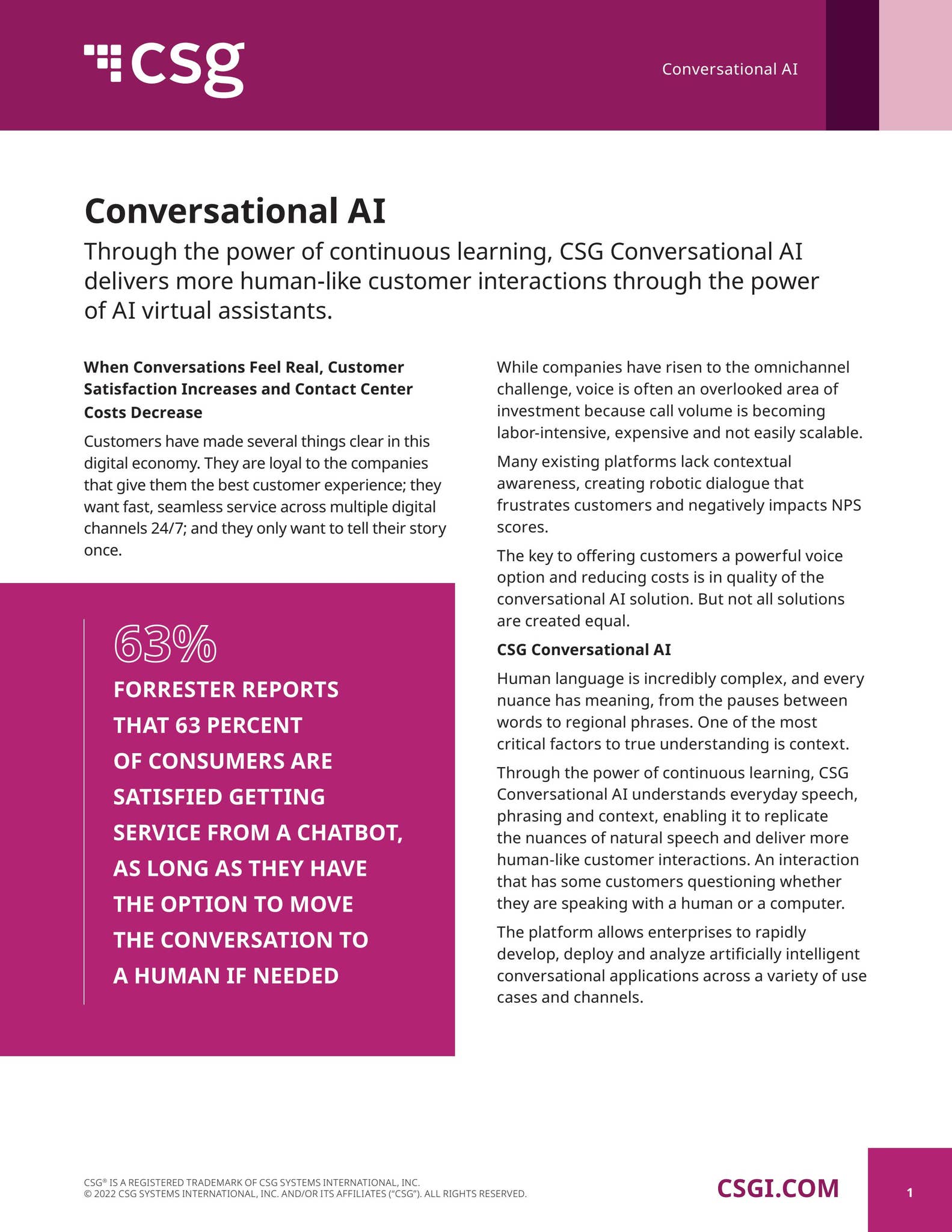 Conversational AI Datasheet by CSG Systems - Issuu