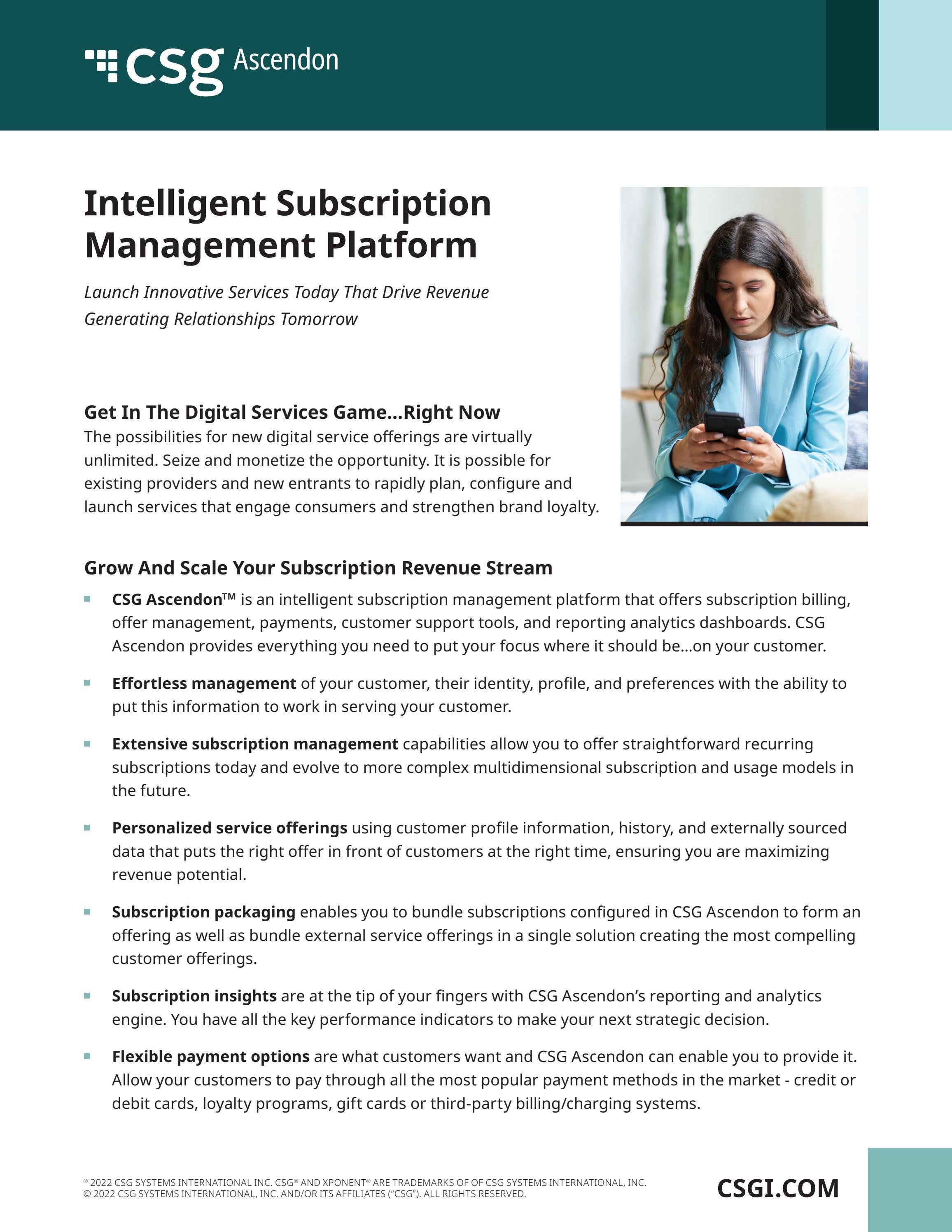 Intelligent Subscription Management Platform Datasheet by CSG Systems ...