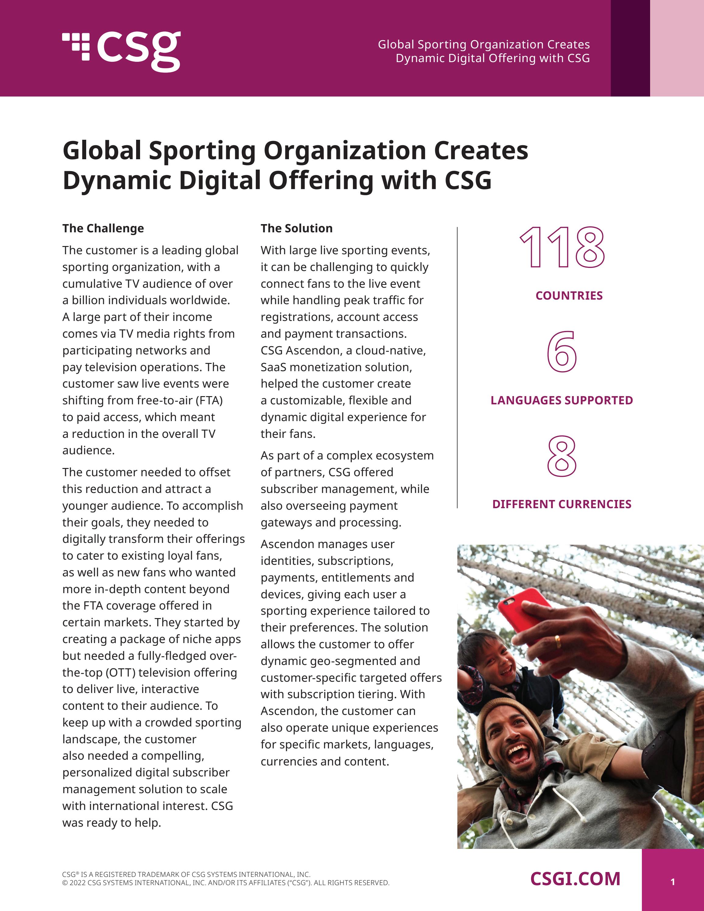 Global Sporting Organization Creates Dynamic Digital Offering With CSG ...
