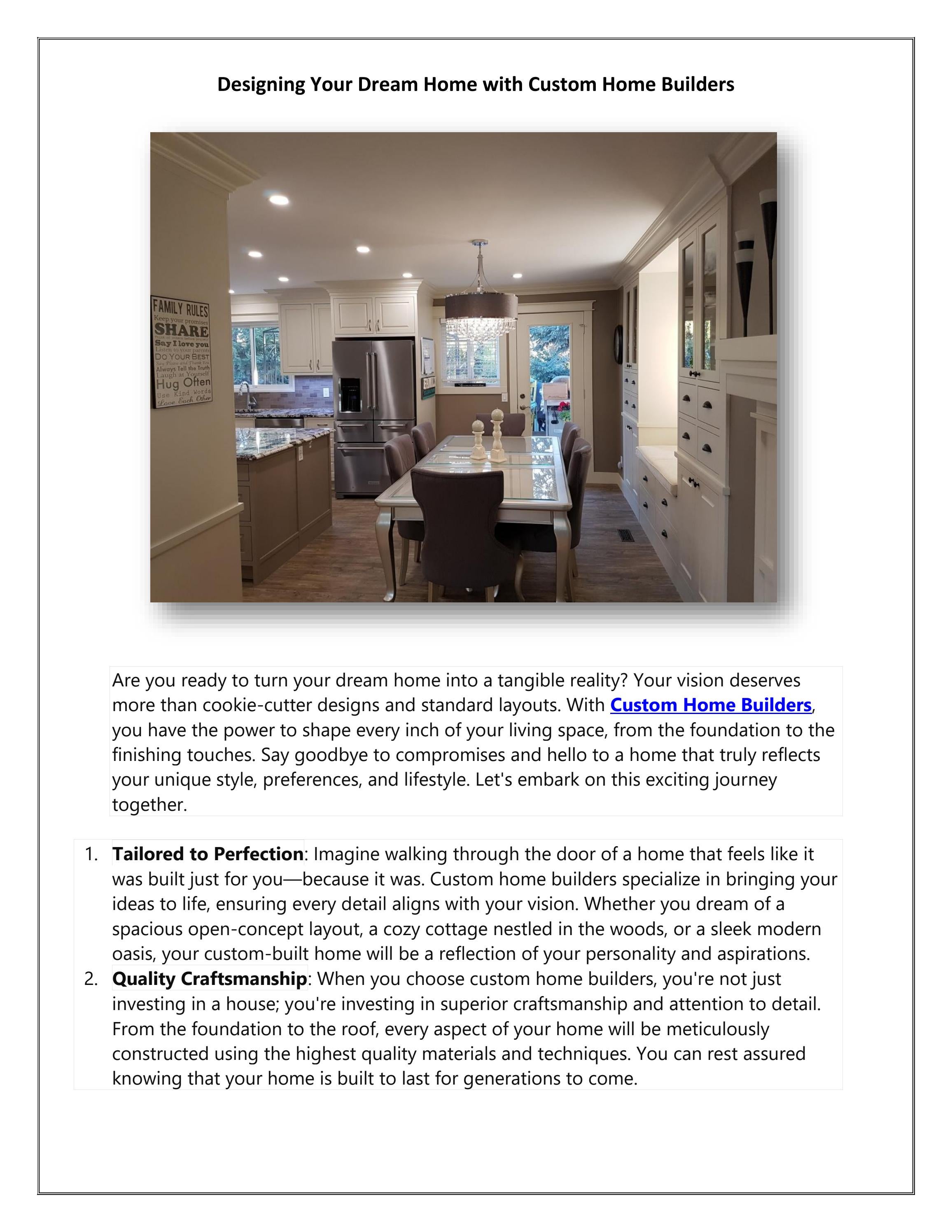 Designing Your Dream Home with Custom Home Builders by Dvchomes23 - Issuu