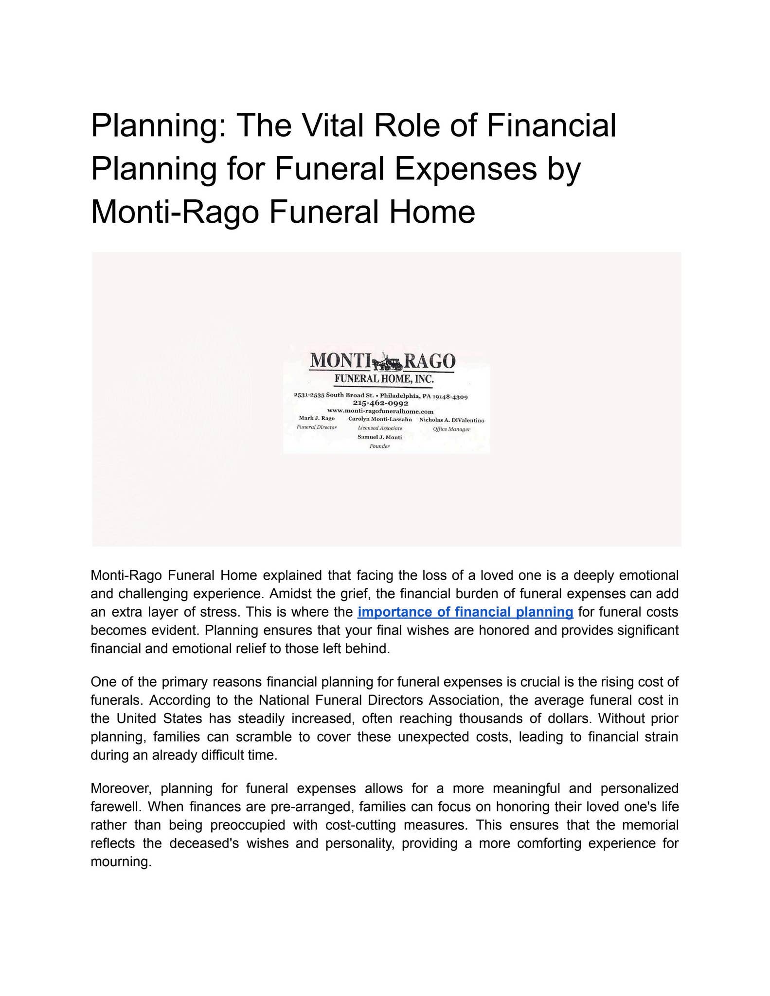 Planning: The Vital Role of Financial Planning for Funeral Expenses by ...