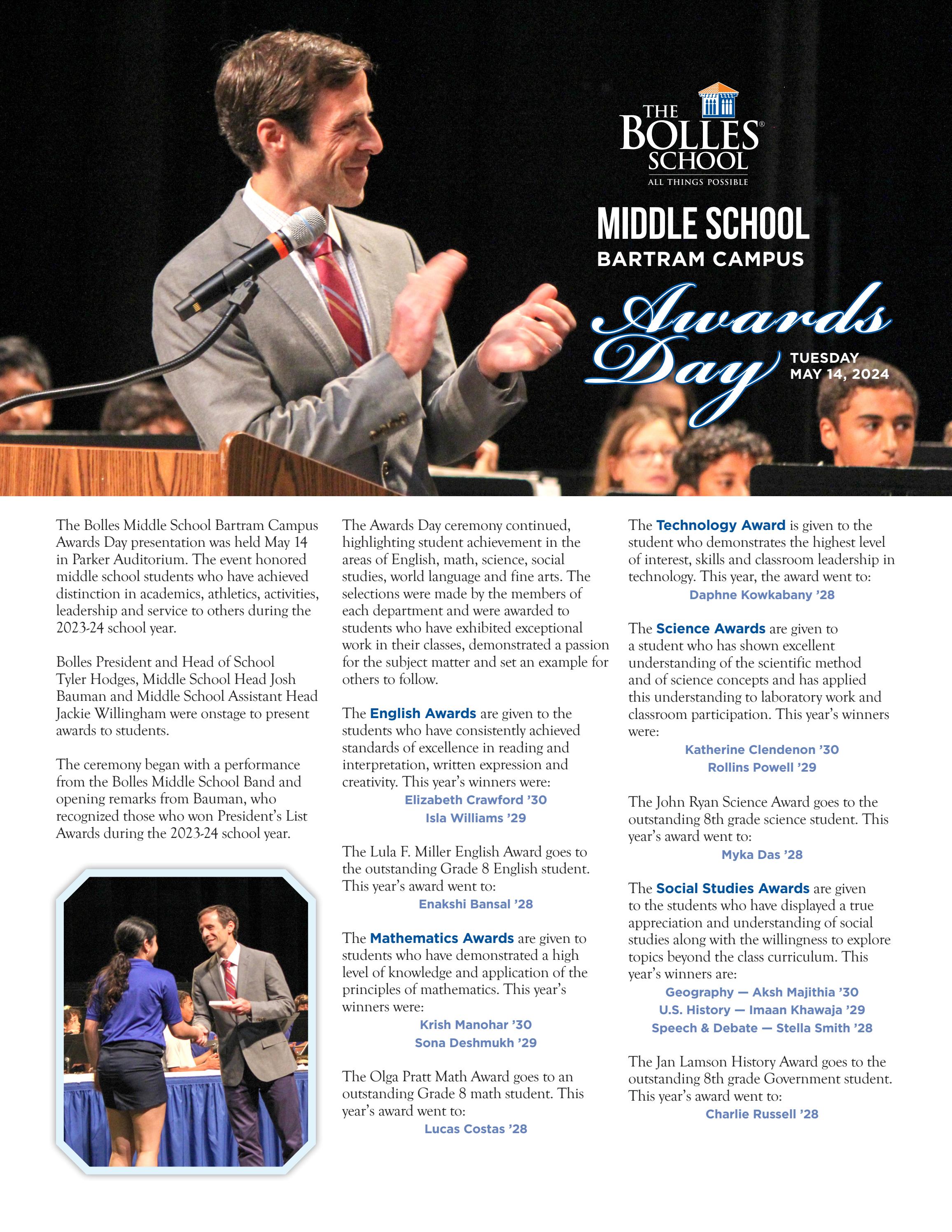 2024 Bolles Middle School Awards Day by The Bolles School - Issuu