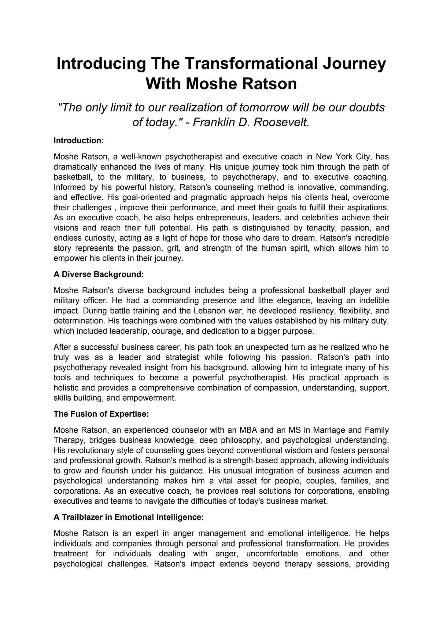 Introducing The Transformational Journey With Moshe Ratson by Jake ...