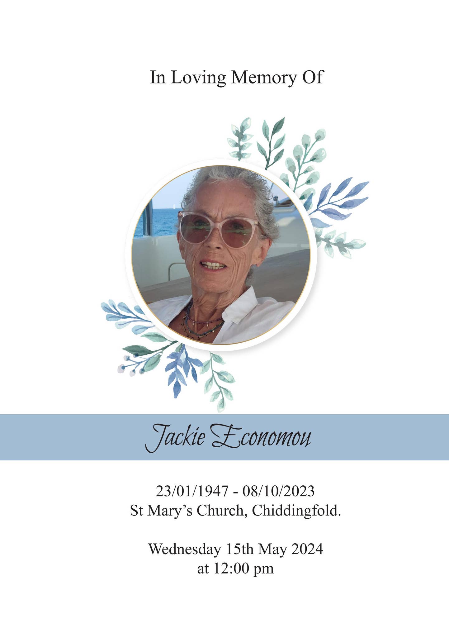 Jackie Economou Memorial Service - Programme by Angelo Economou - Issuu