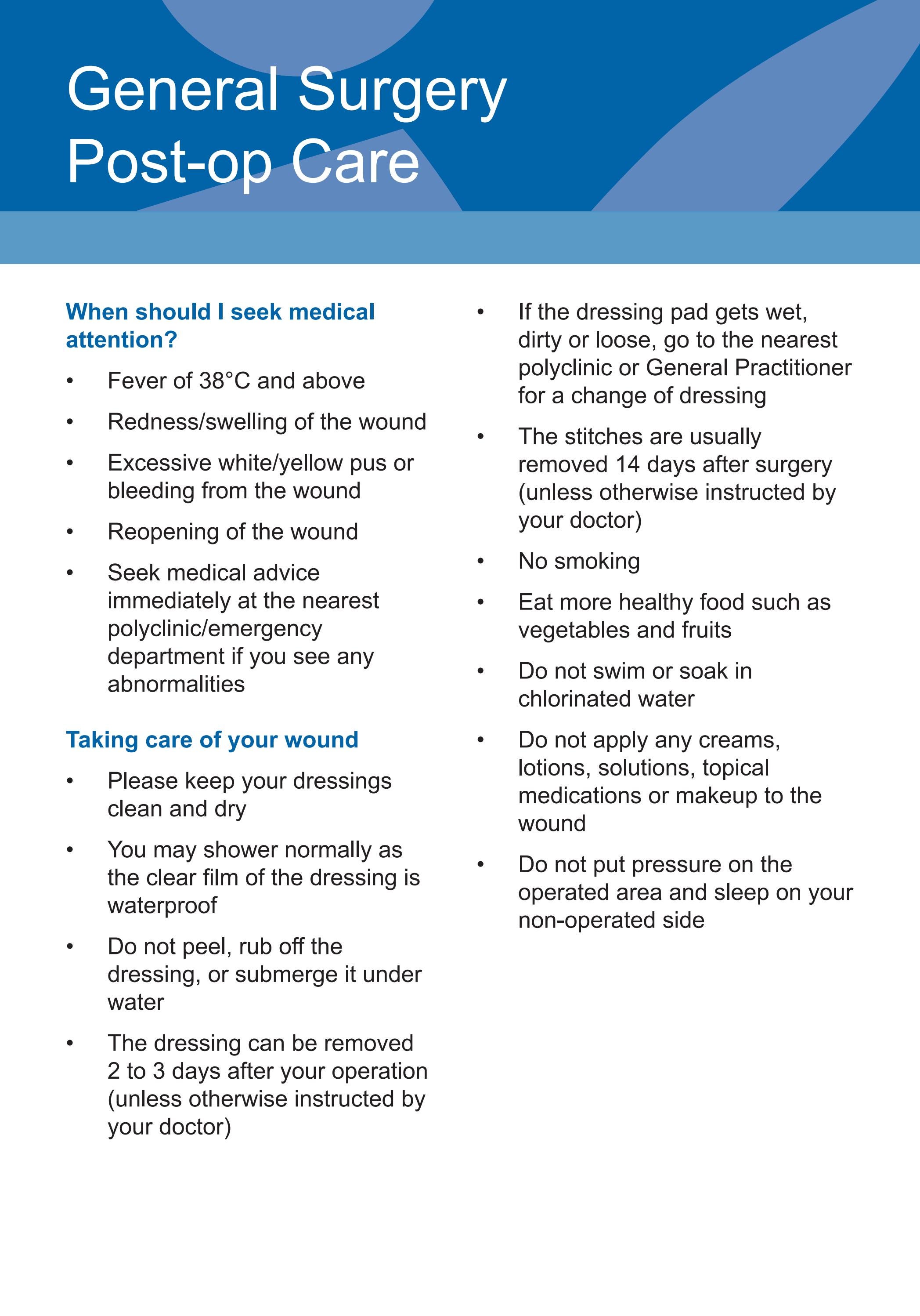 General Surgery Post-op Care by Yishun Health - Issuu