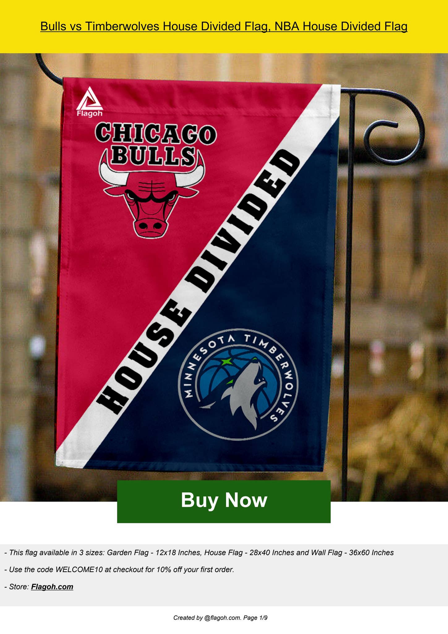 Bulls vs Timberwolves House Divided Flag, NBA House Divided Flag by ...