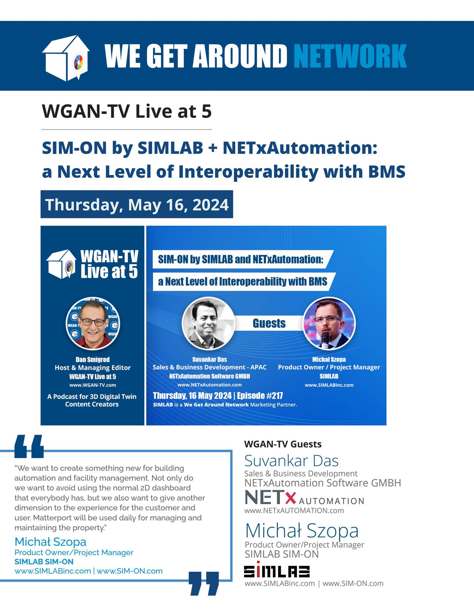 217-WGAN-TV | SIM-ON by SIMLAB +NETxAutomation: A Next Level of Interoperability with Building ...